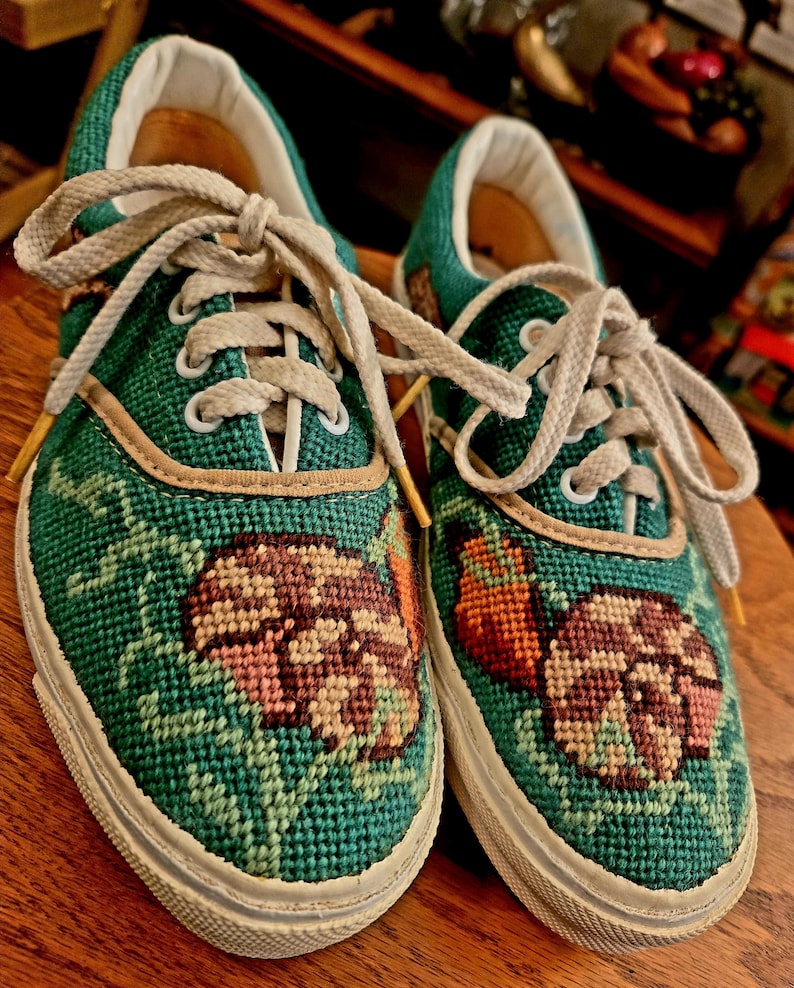 Rare Collectible Van Doren Vans Lace-up Needlepoint Floral Sneakers ...