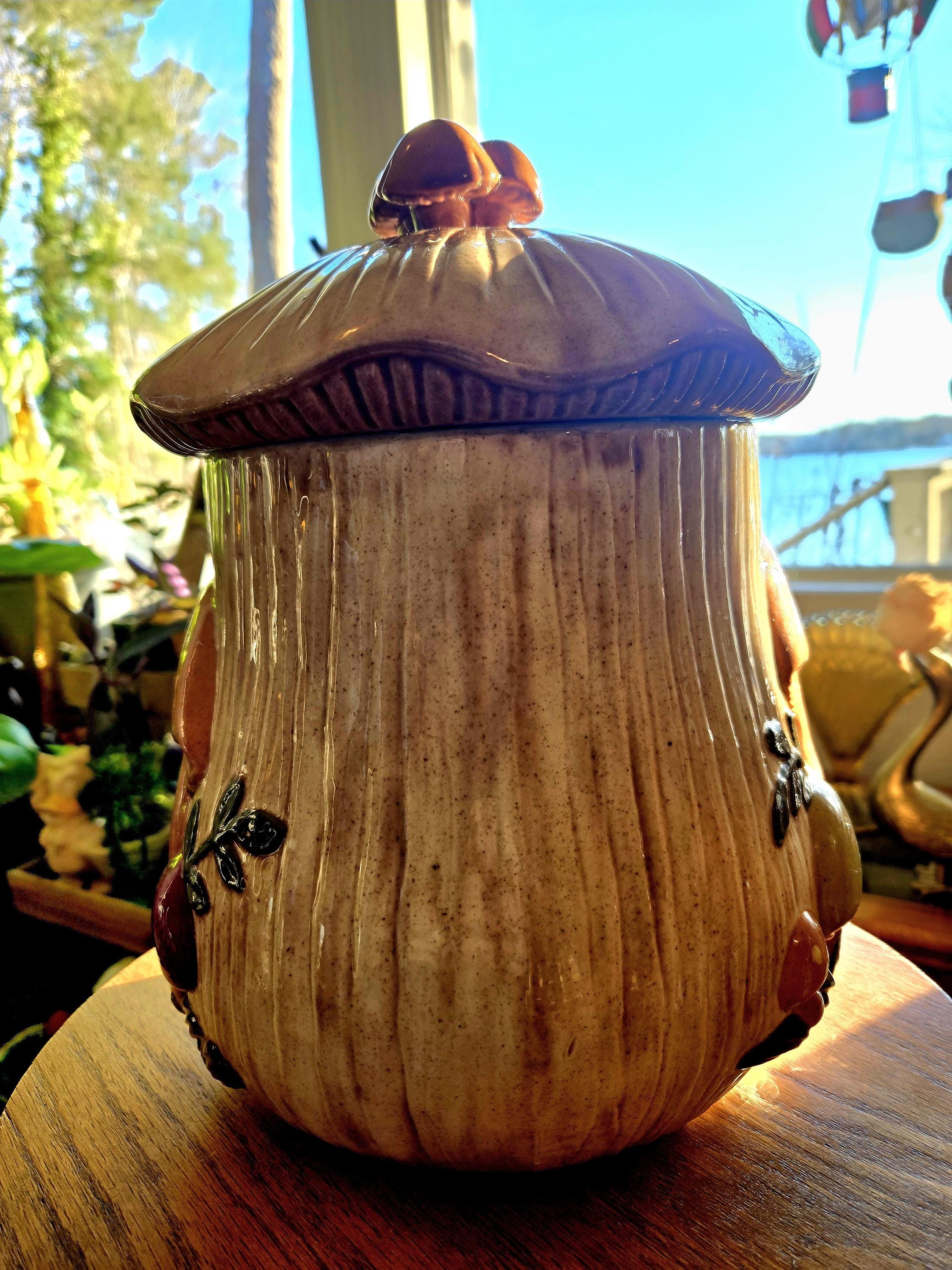 Large Vintage Handmade Arnel's Molded Ceramic Mushroom Jar With Lid - Etsy