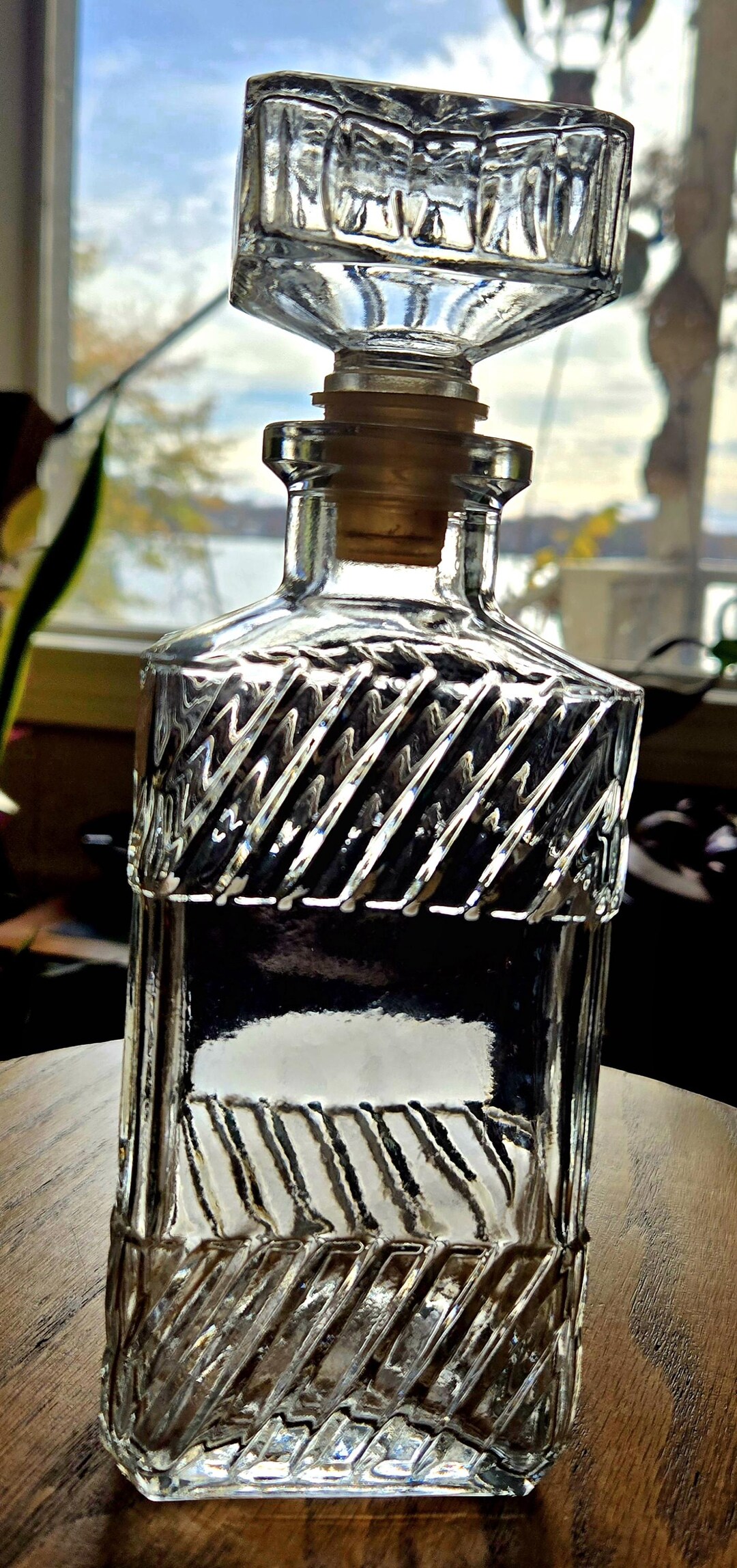 Vintage 1960s Cut Clear Glass Bourbon Decanter With Stopper - Etsy