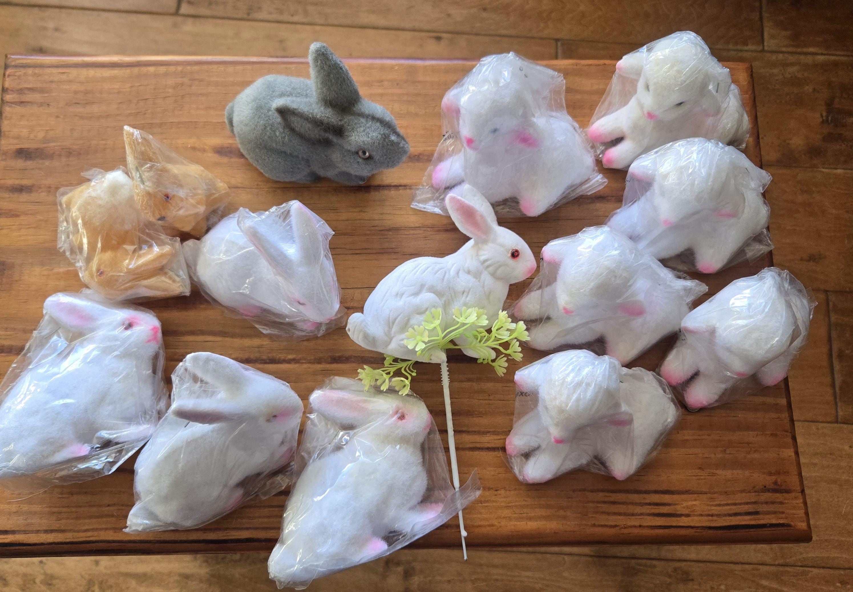 Vintage Small Flocked Animals, 1980s Easter Basket Decoration Ornament ...