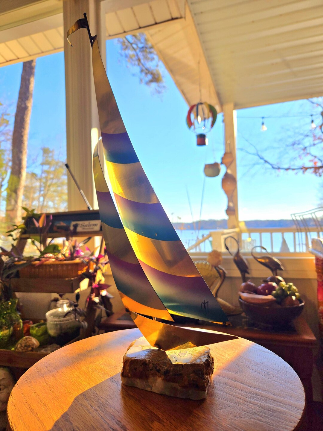 Curtis Jere Artist Signed Brass Airbrushed Sailboat Nautical Sculpture ...