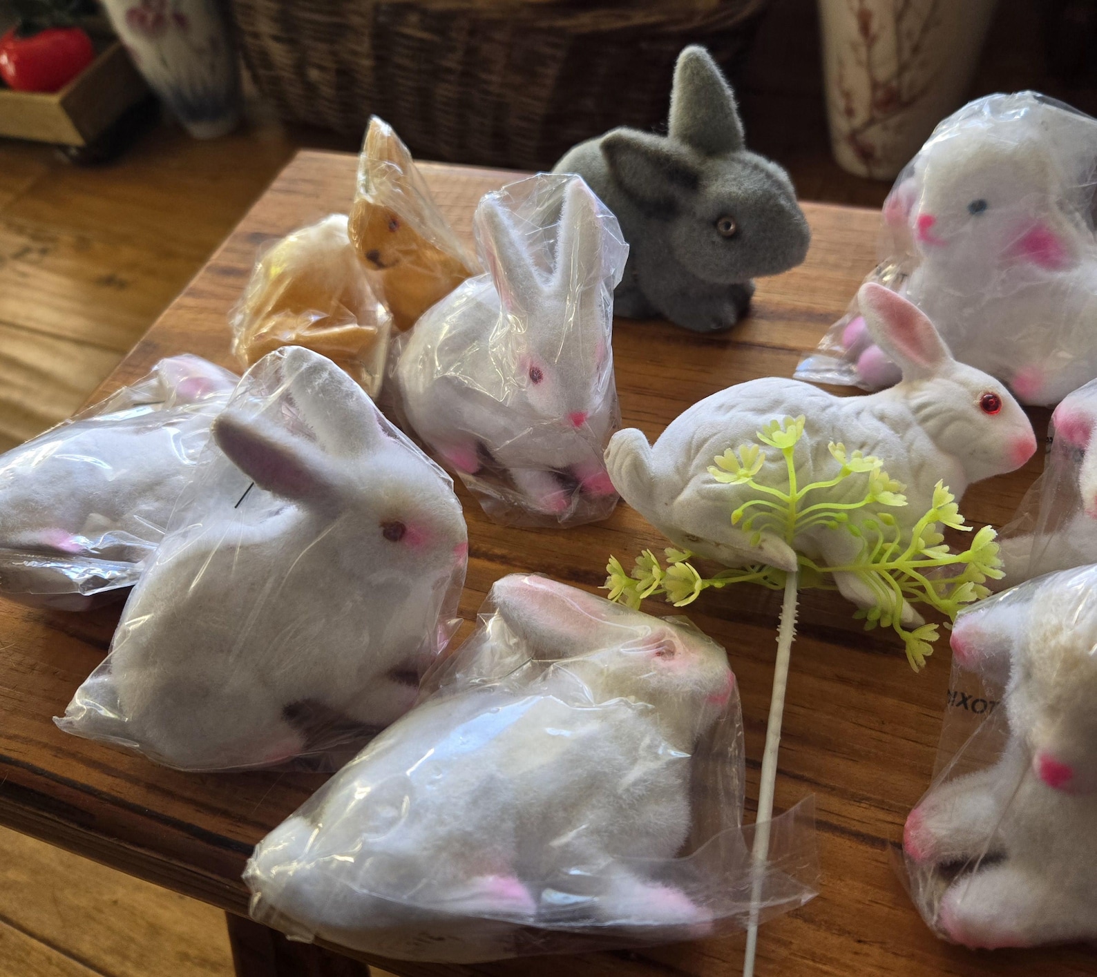 Vintage Small Flocked Animals, 1980s Easter Basket Decoration Ornament ...