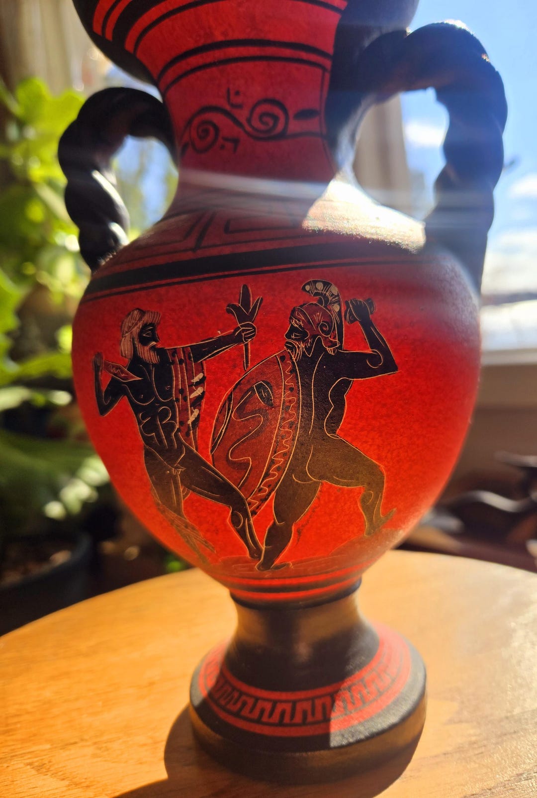 Vintage Amphora Pottery, Greek Vessel, Hand Painted, Greek Gods, Orange ...