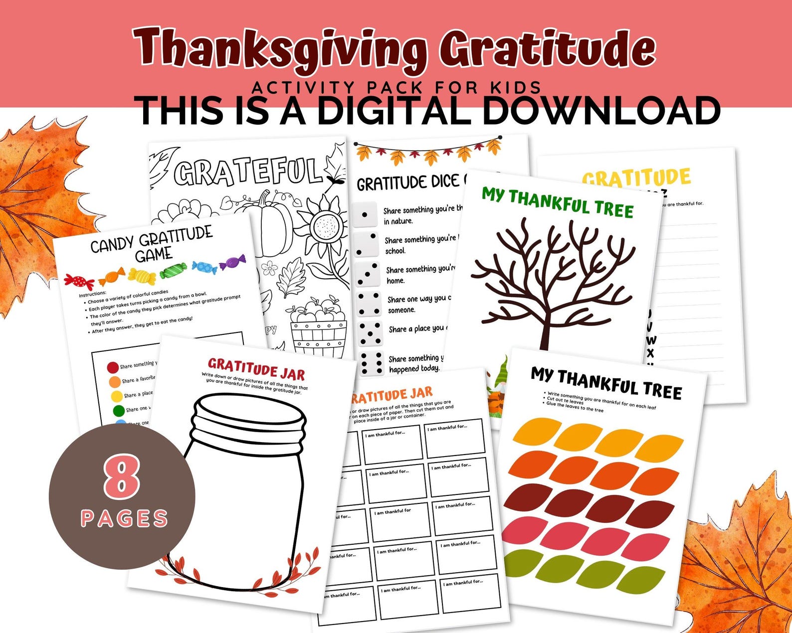 Thanksgiving Gratitude Activity Packet - Etsy