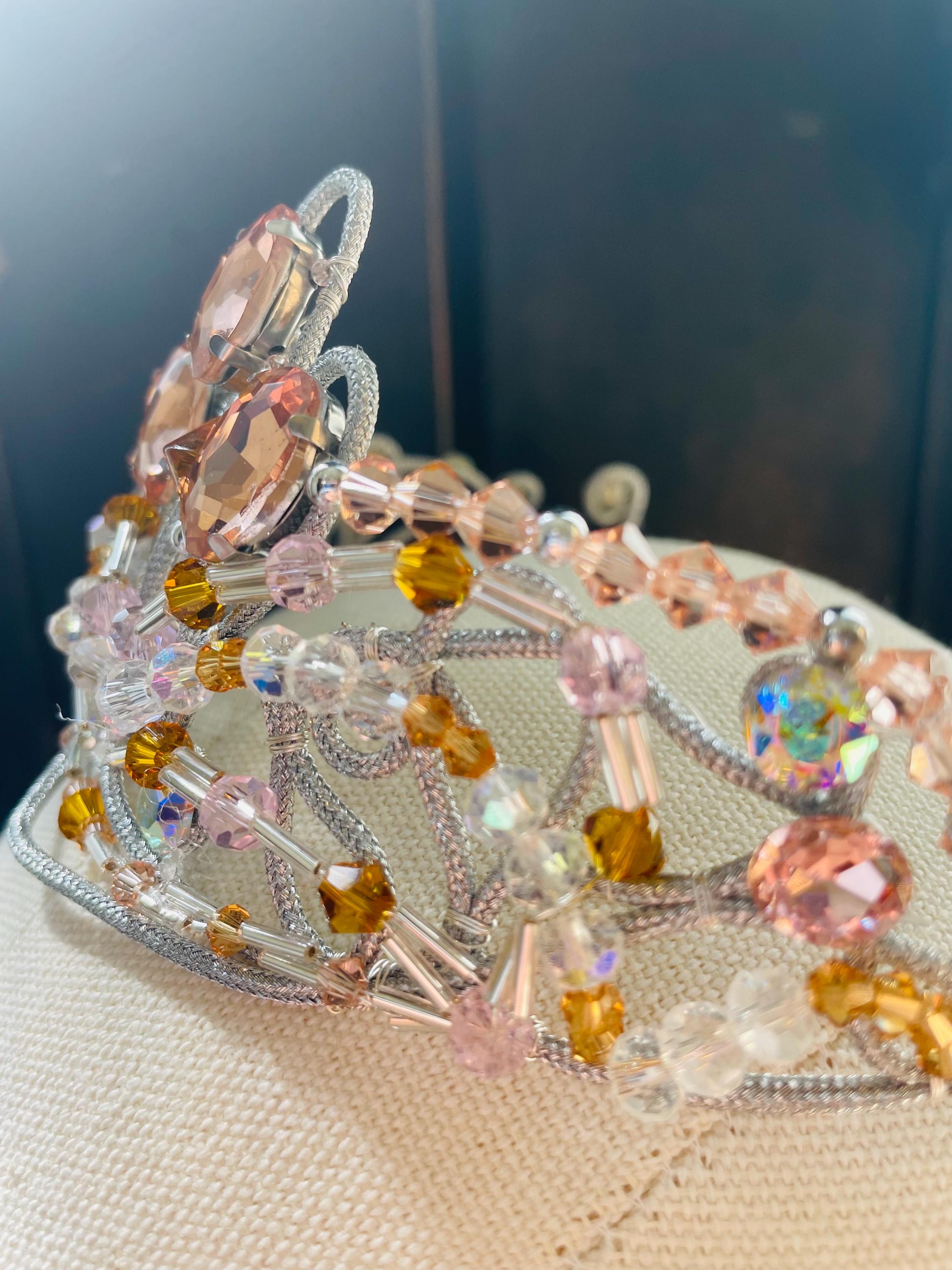 Pink + Orange Ballet Tiara/headpiece- Silver Fairy/sleeping/aurora ...