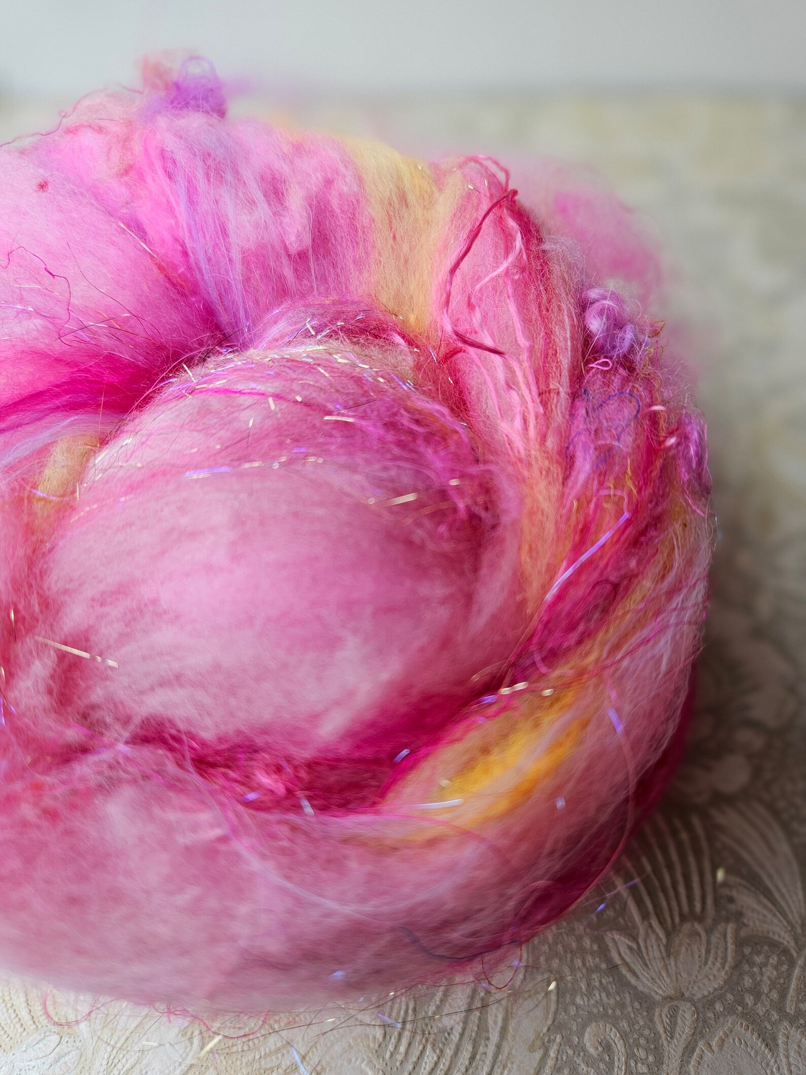 Hibiscus 1.8 Oz Art Batt Merino Wool Batt Textured for Spinning Yarn or ...