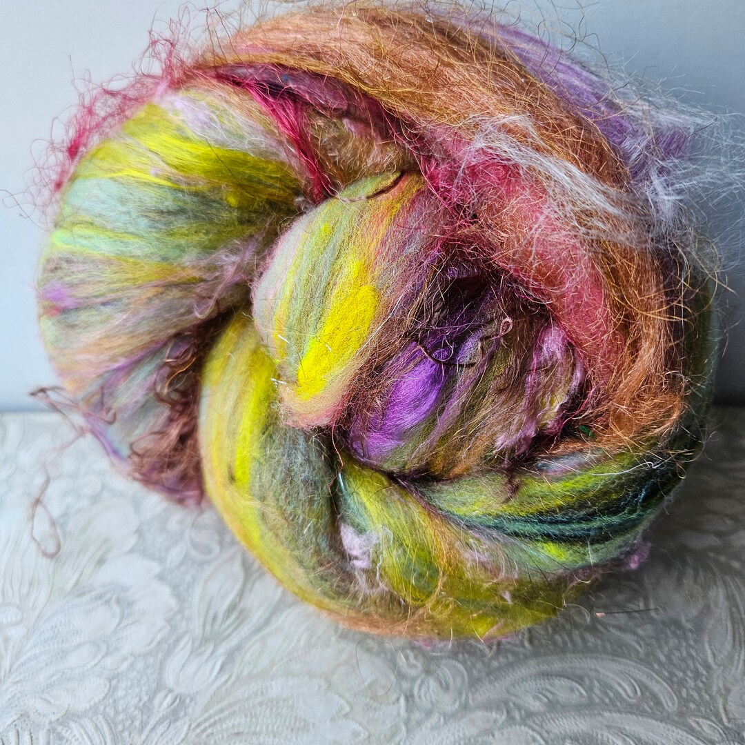 Sugar Bomb 2.1 Oz Wool Corriedale Wool Smooth Art Batt for Spinning ...