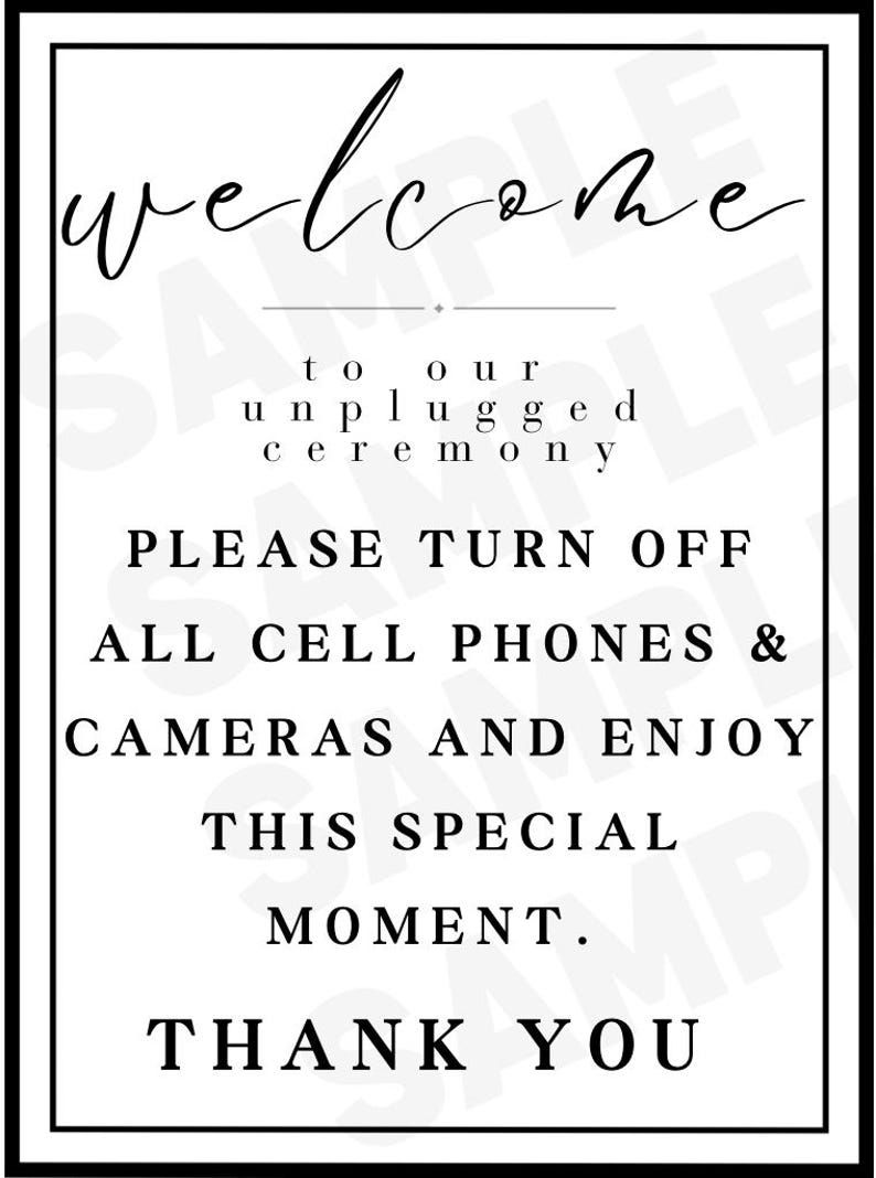 Unplugged Ceremony Entrance Sign - Etsy