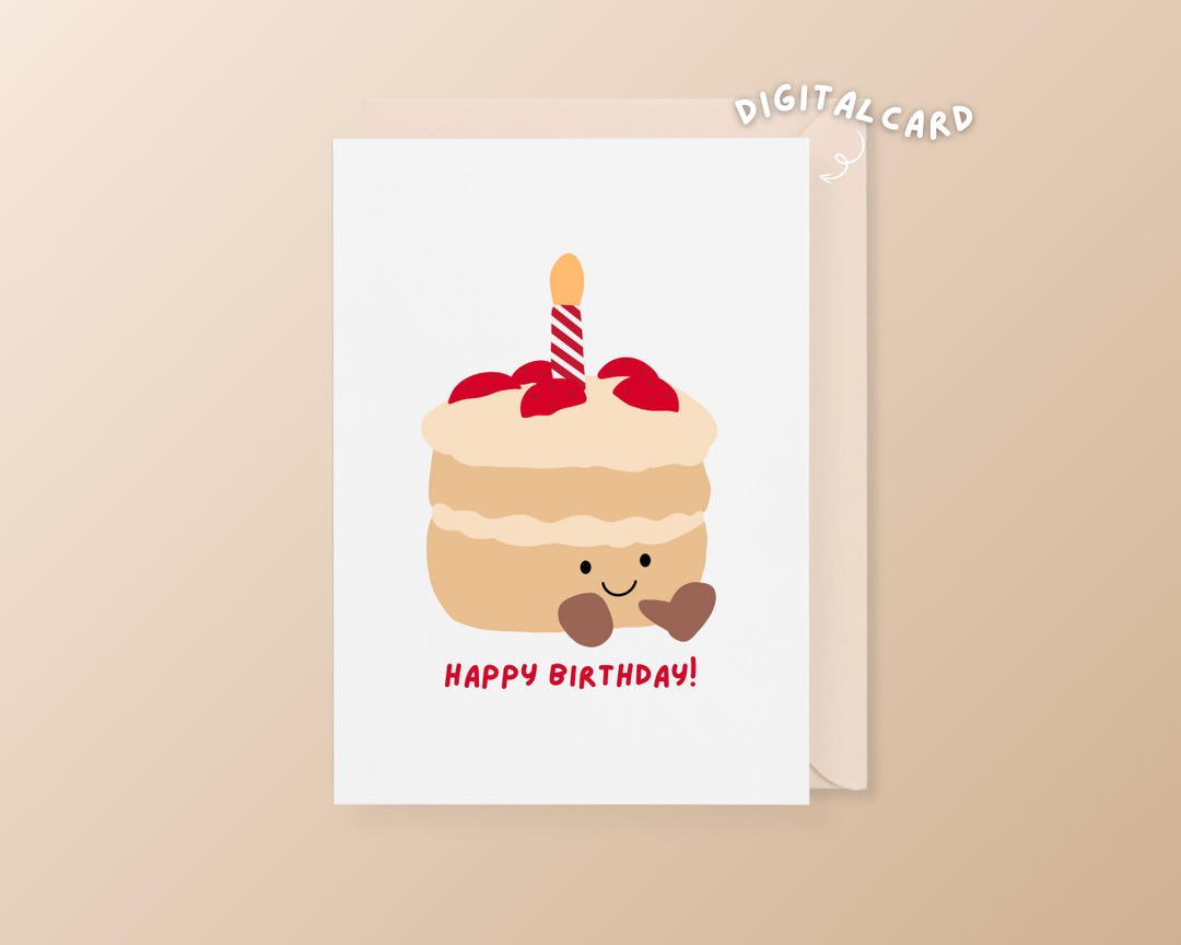 Printable Happy Birthday Birthday Cake Card Jellycat Inspired Digital ...