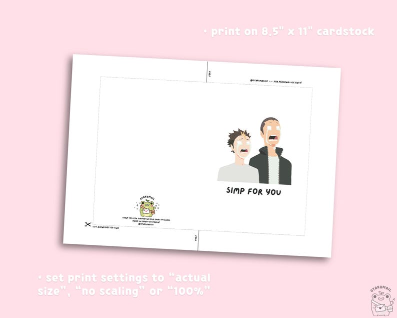 Printable Simp for You Nishinoya Tanaka Haikyuu Digital Card Birthday ...