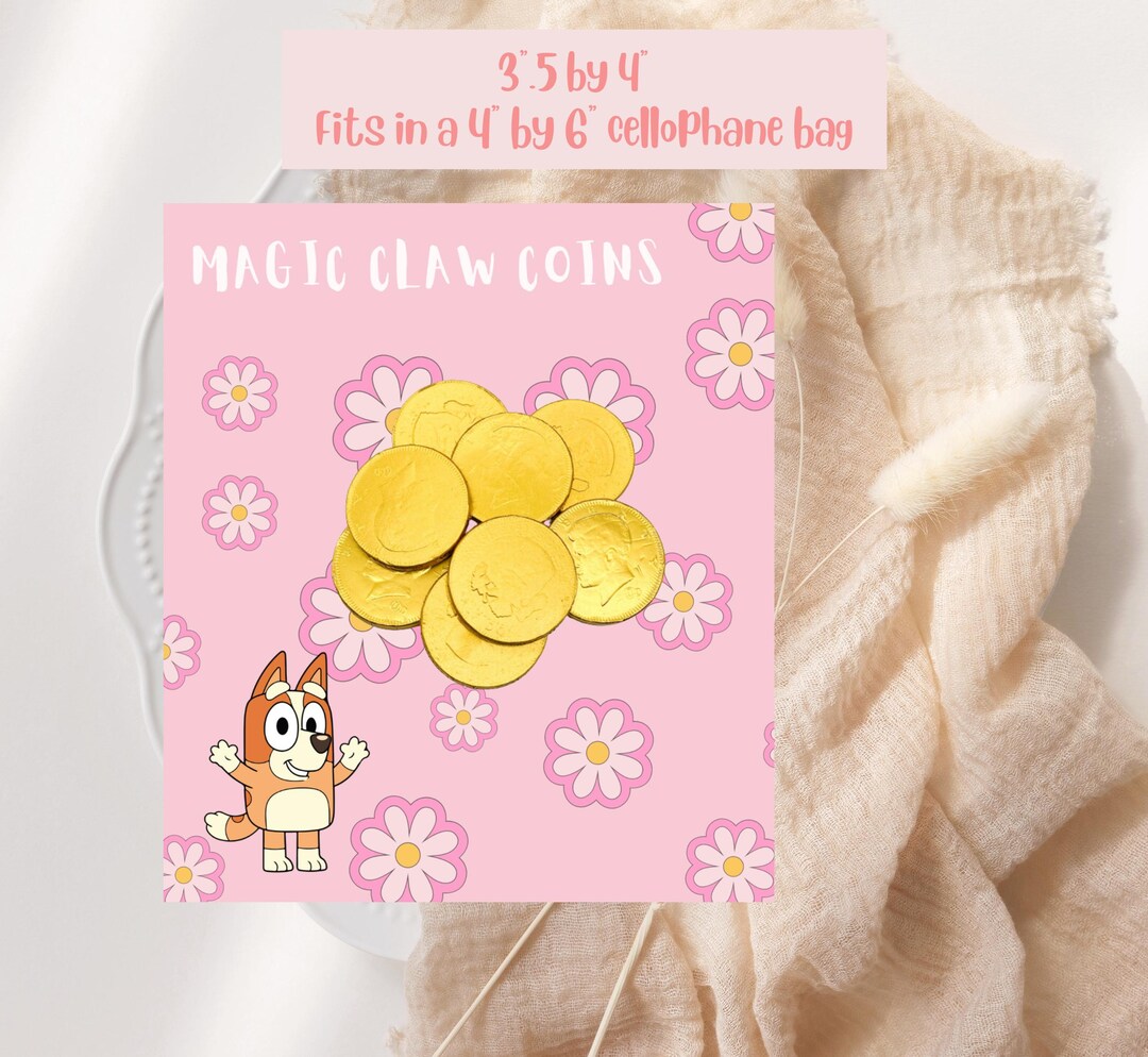 MAGIC Claw Coins Bluey Party Favors , Girl Bluey Birthday Treats, Bluey ...