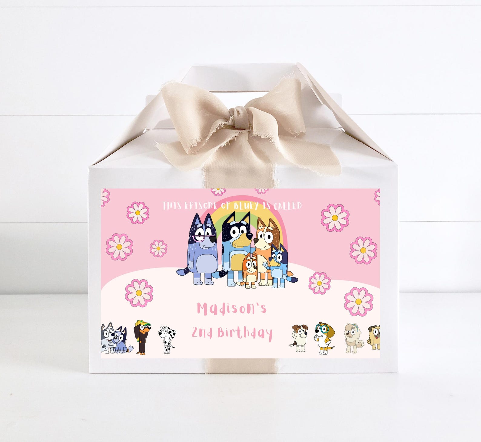 Editable Girl Bluey Birthday Gable Box Label, Printable Bluey Party ...