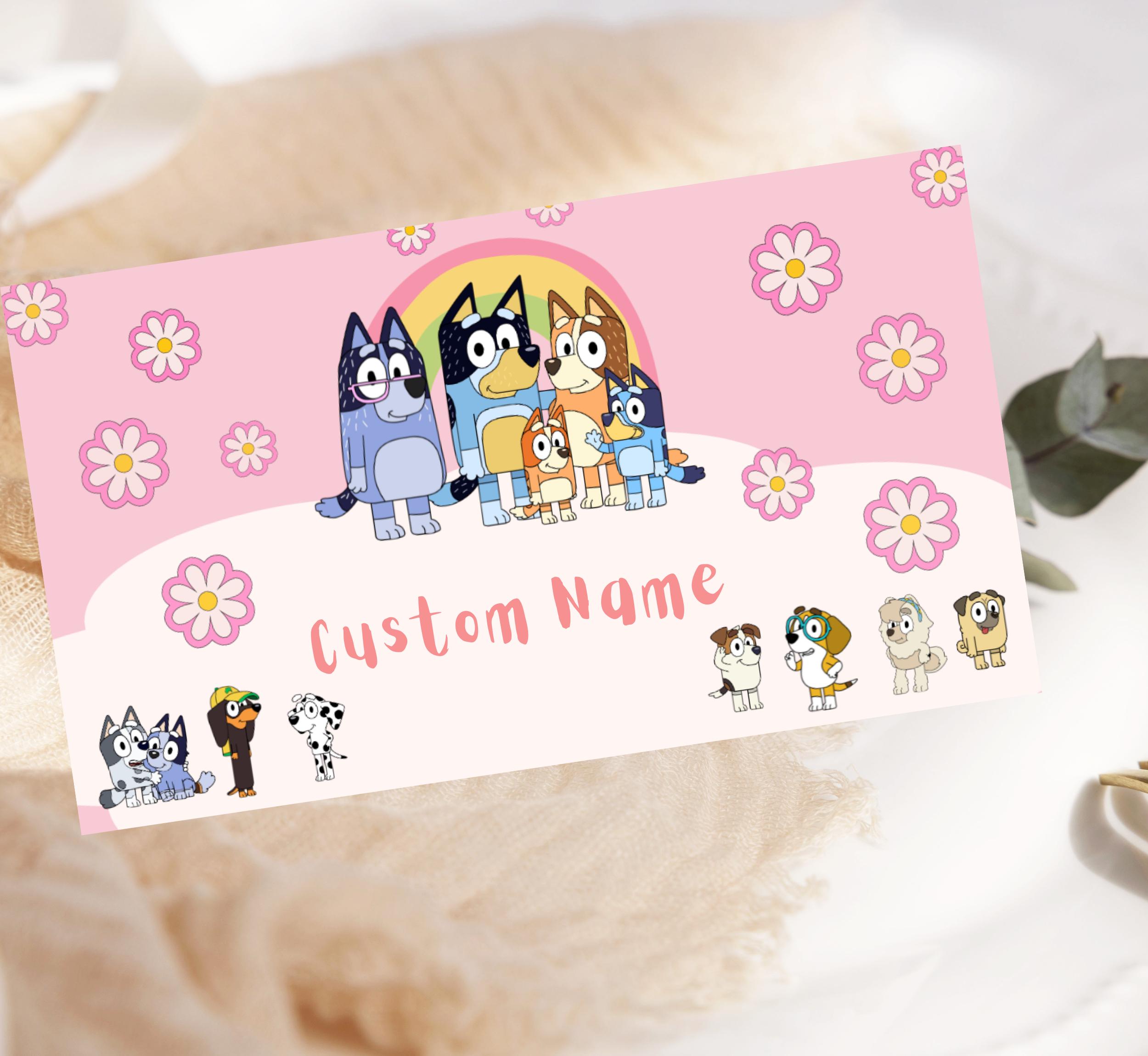 Editable Girl Bluey Birthday Guest Name Sign, Printable Bluey Party ...