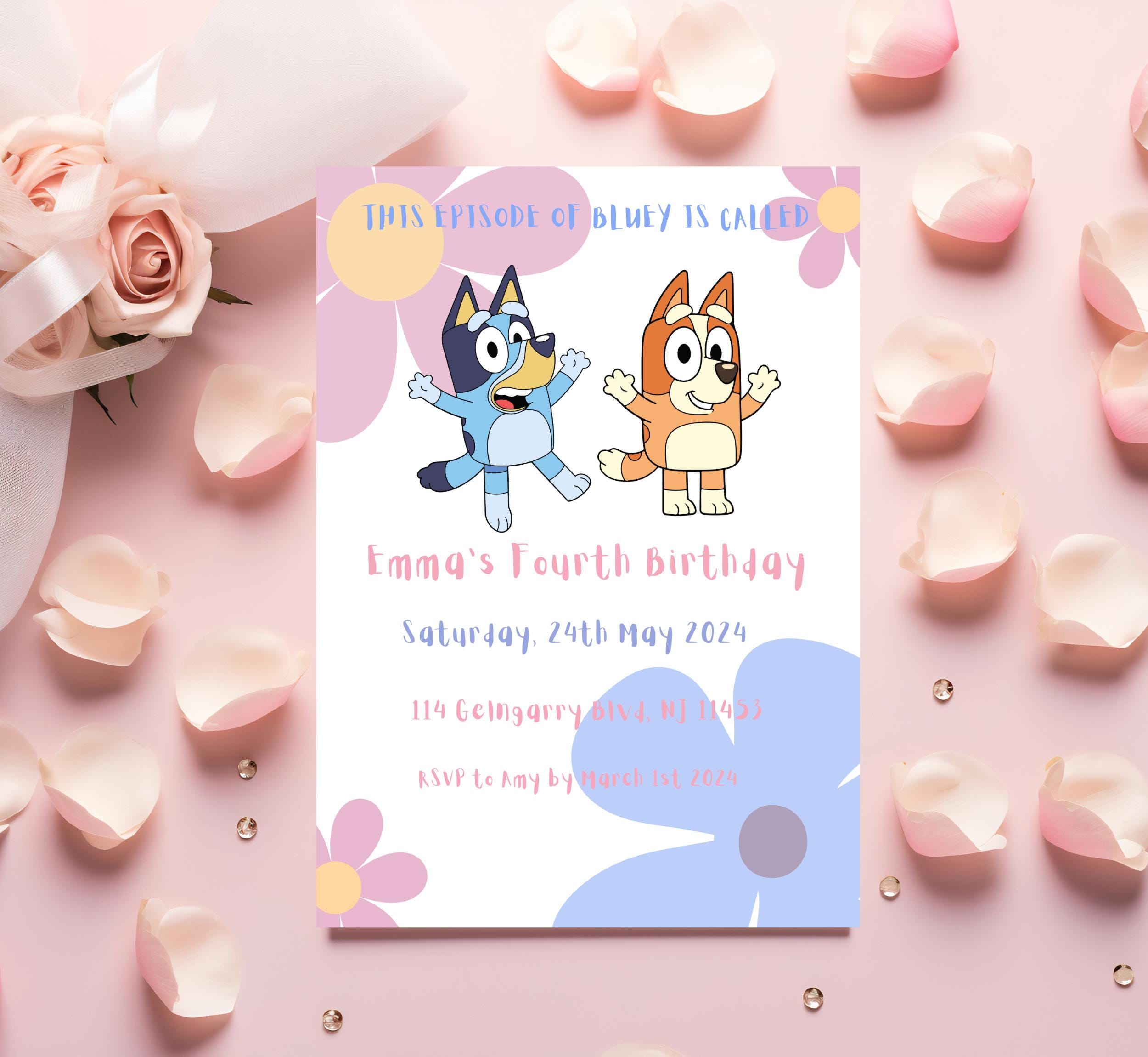 Editable Girl Bluey Birthday Invitation Template, Printable Bluey ...