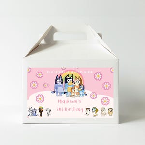 Editable Girl Bluey Birthday Gable Box Label, Printable Bluey Party ...