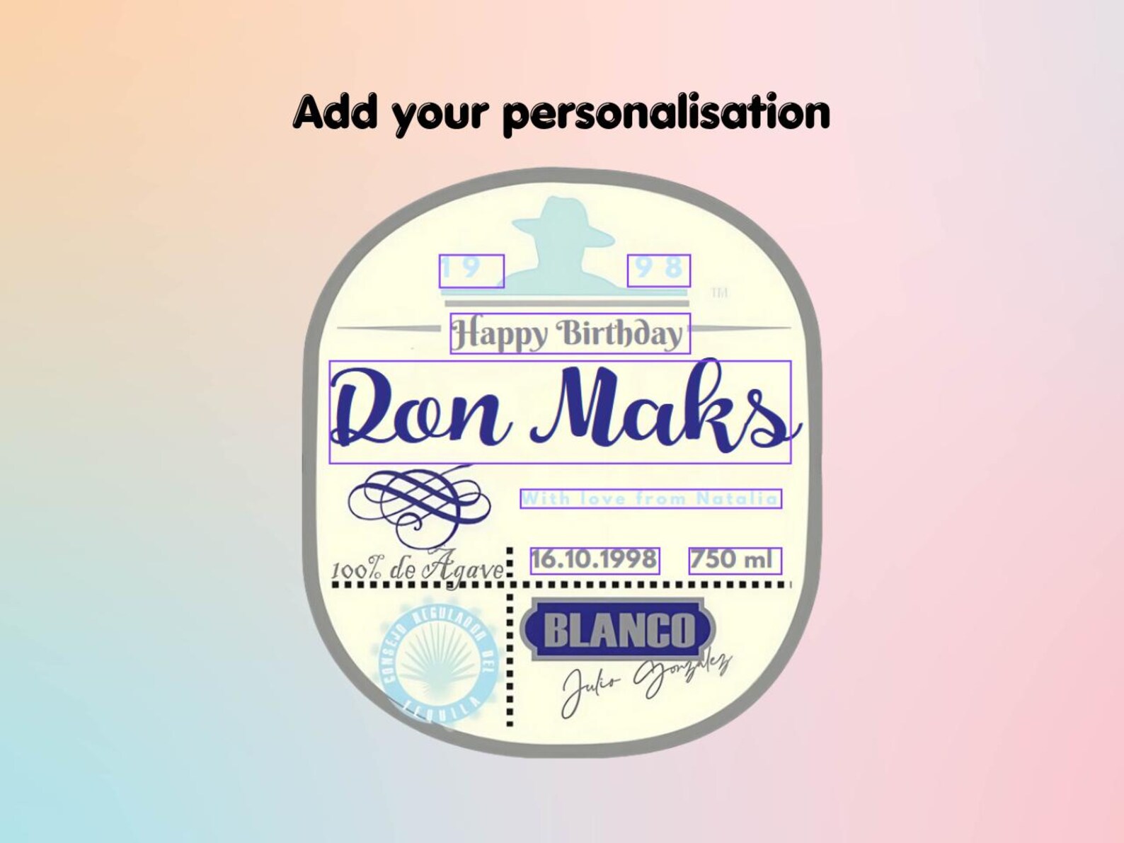 Custom Tequila Label Canva, Template Personalized, Printable Digital ...