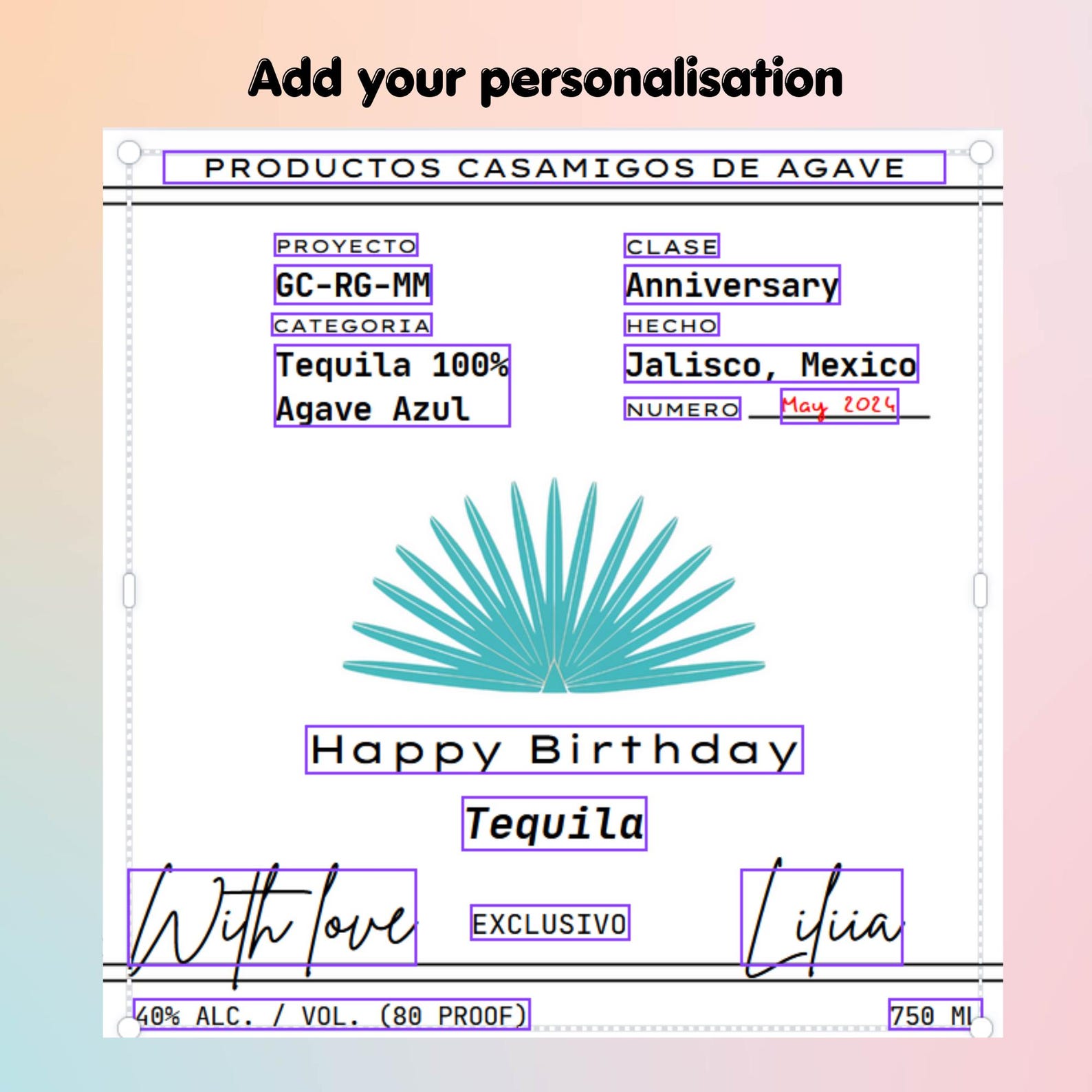 Custom Tequila Label Canva, Template Personalized, Printable Digital ...