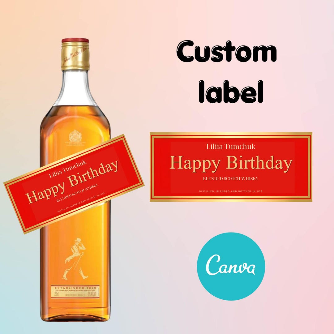 Custom Whiskey Label Canva, Template Personalized, Printable Digital ...