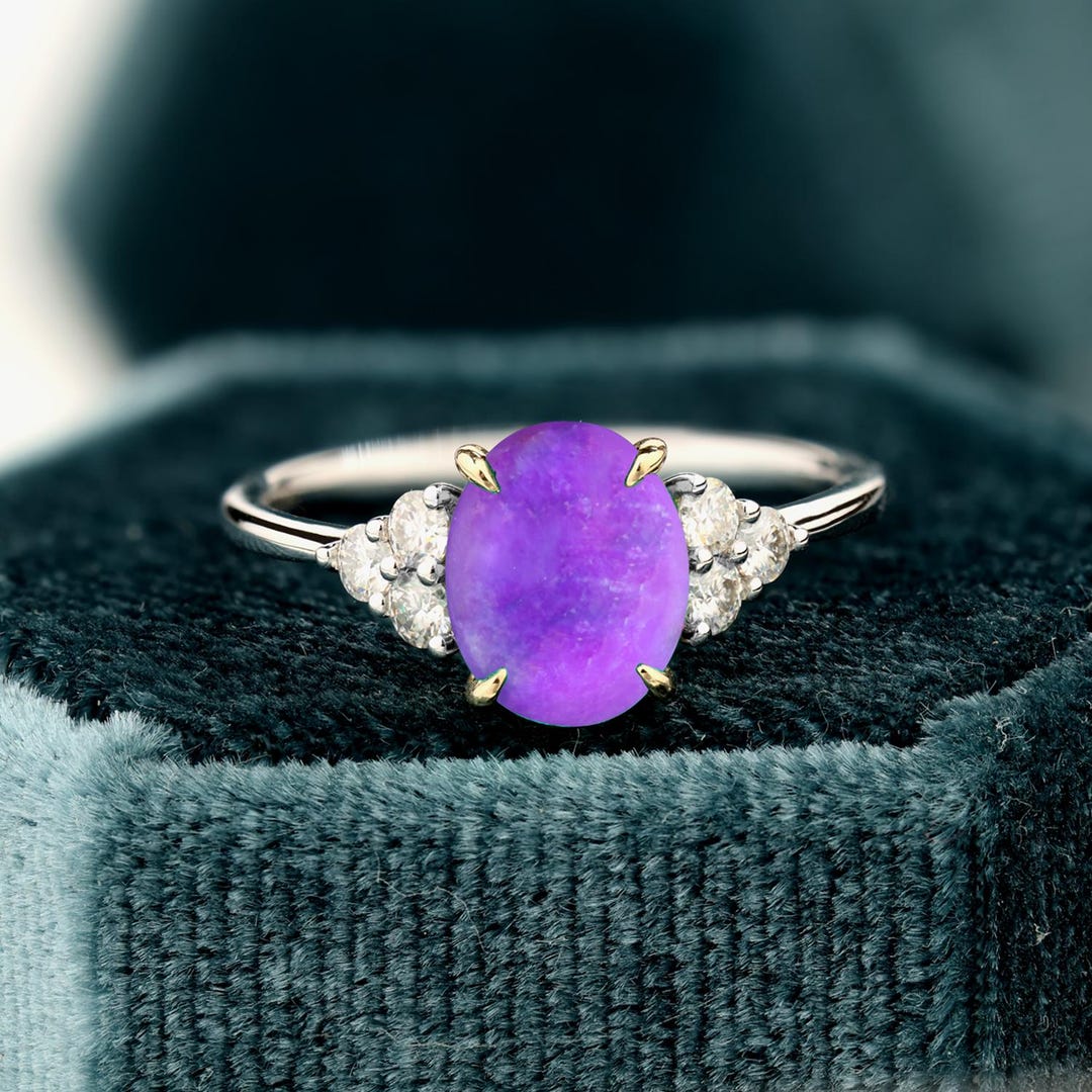 Sugilite Ring, 18k Yellow Gold Ring, Oval Cut Sugilite Women Ring ...