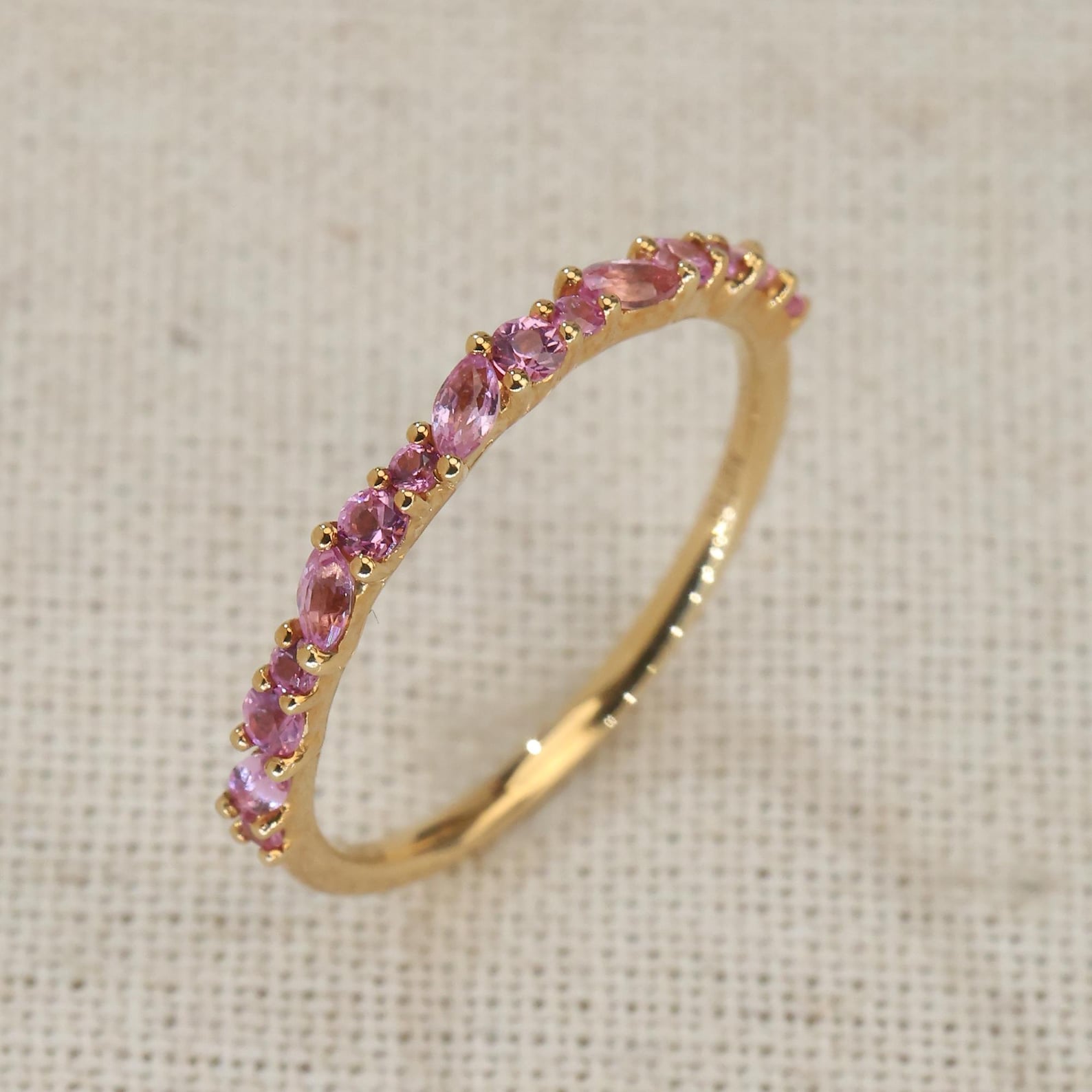 Pink Sapphire Ring ,18k Solid Gold Ring , Unique Engagement Ring, Pink ...