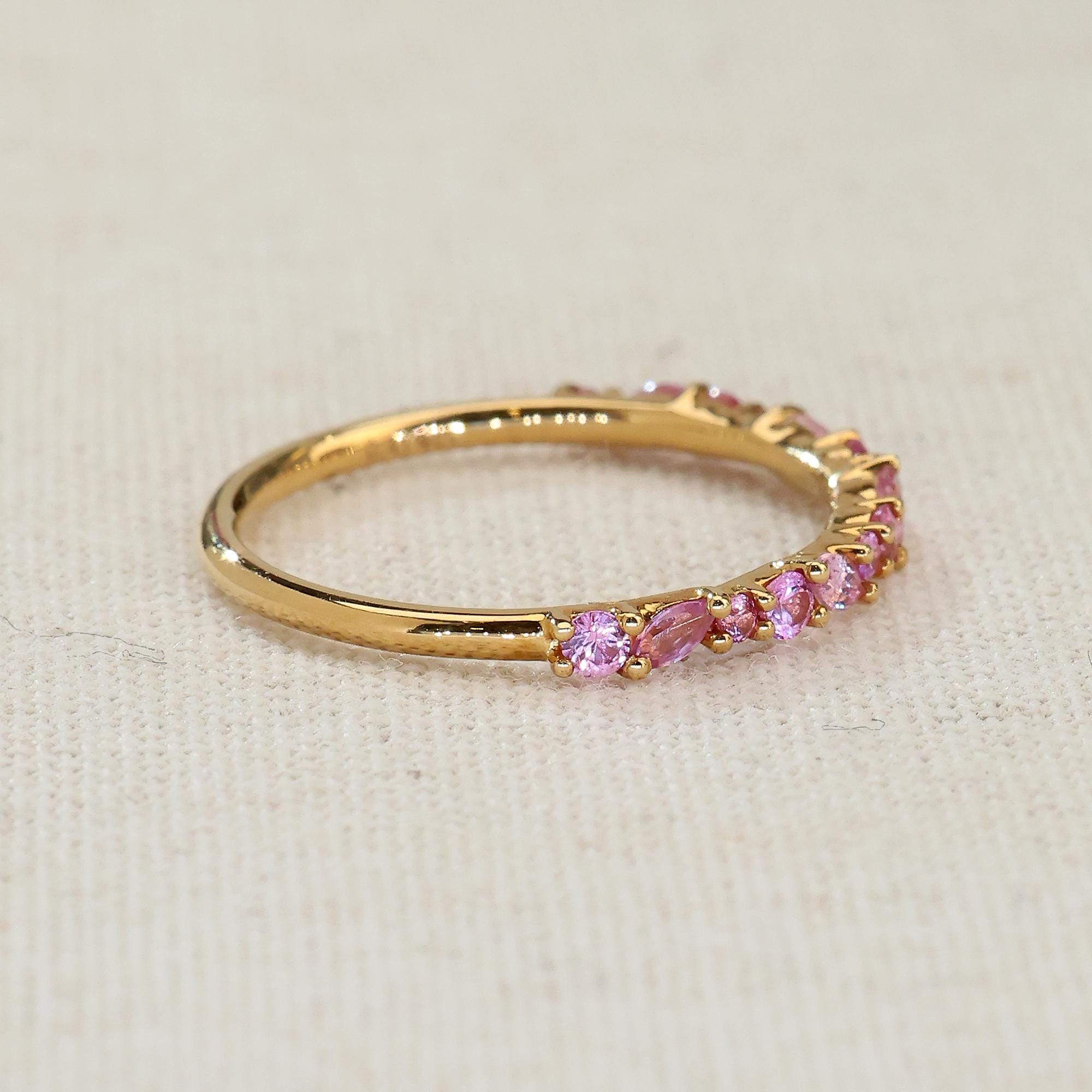 Pink Sapphire Ring ,18k Solid Gold Ring , Unique Engagement Ring, Pink ...