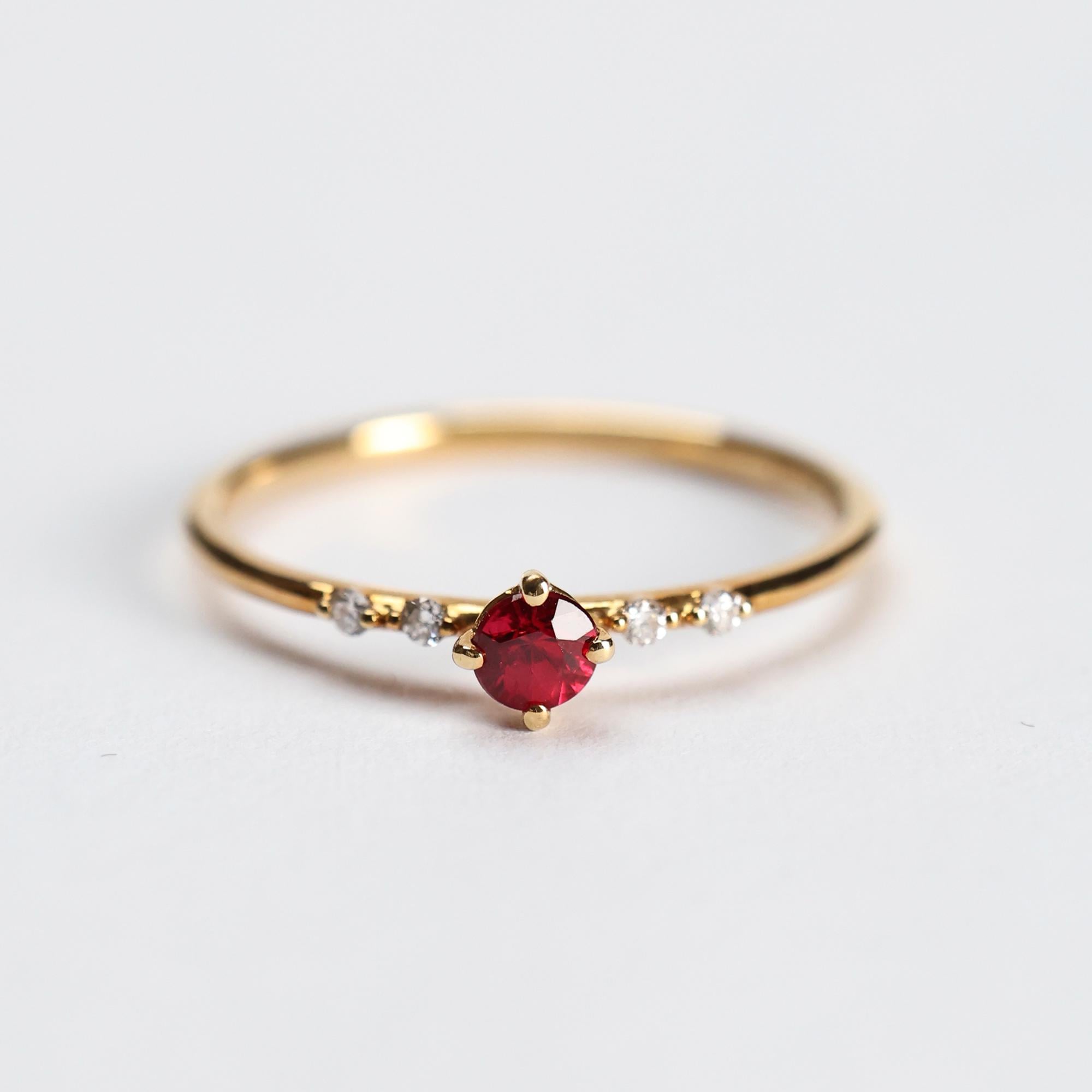 Pigeon Blood Red Ruby Ring ,18k Solid Gold Ring,round Cut Ruby Ring ...