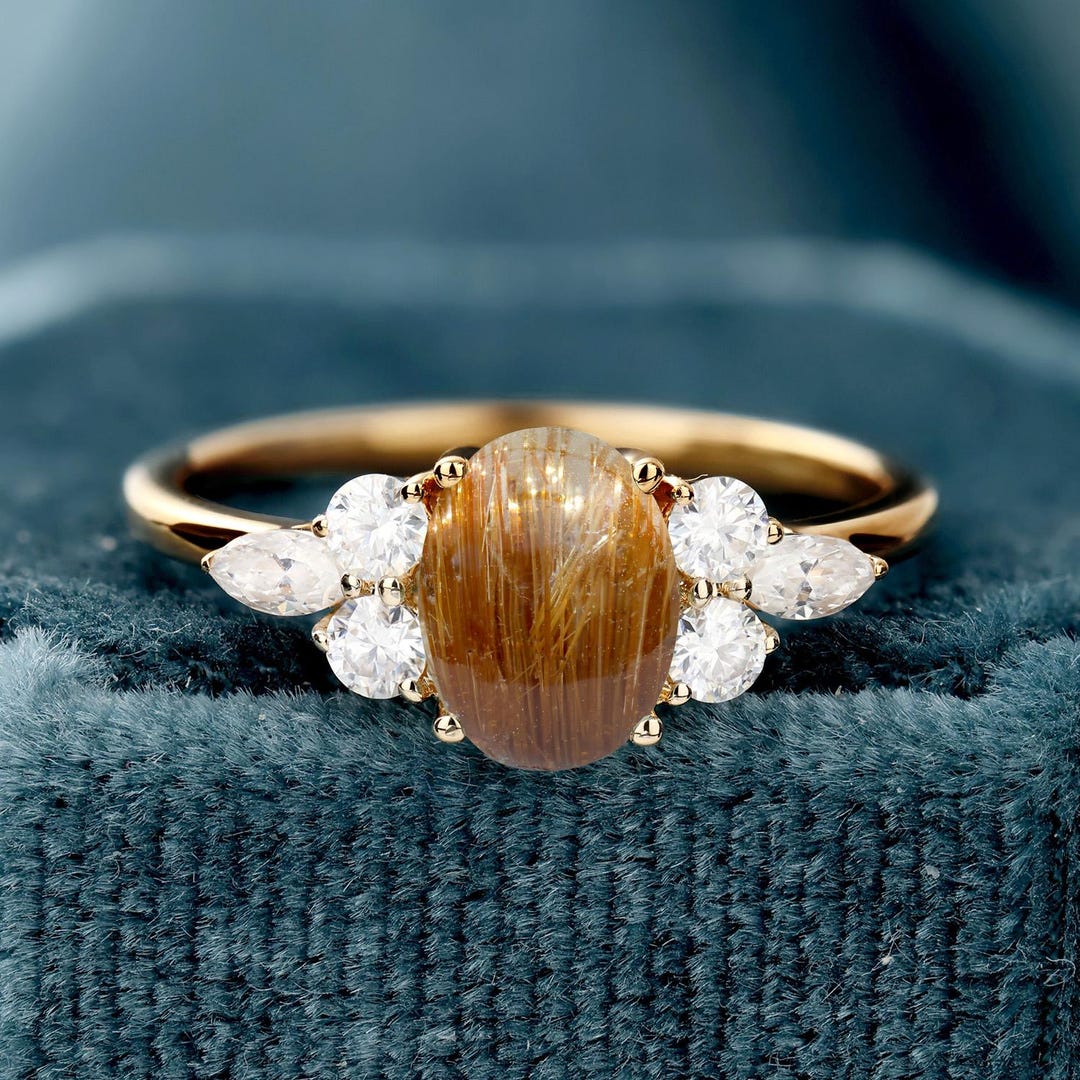 Blonde Crystal Ring, 18k Solid Gold Ring, Blonde Crystal Ring With ...