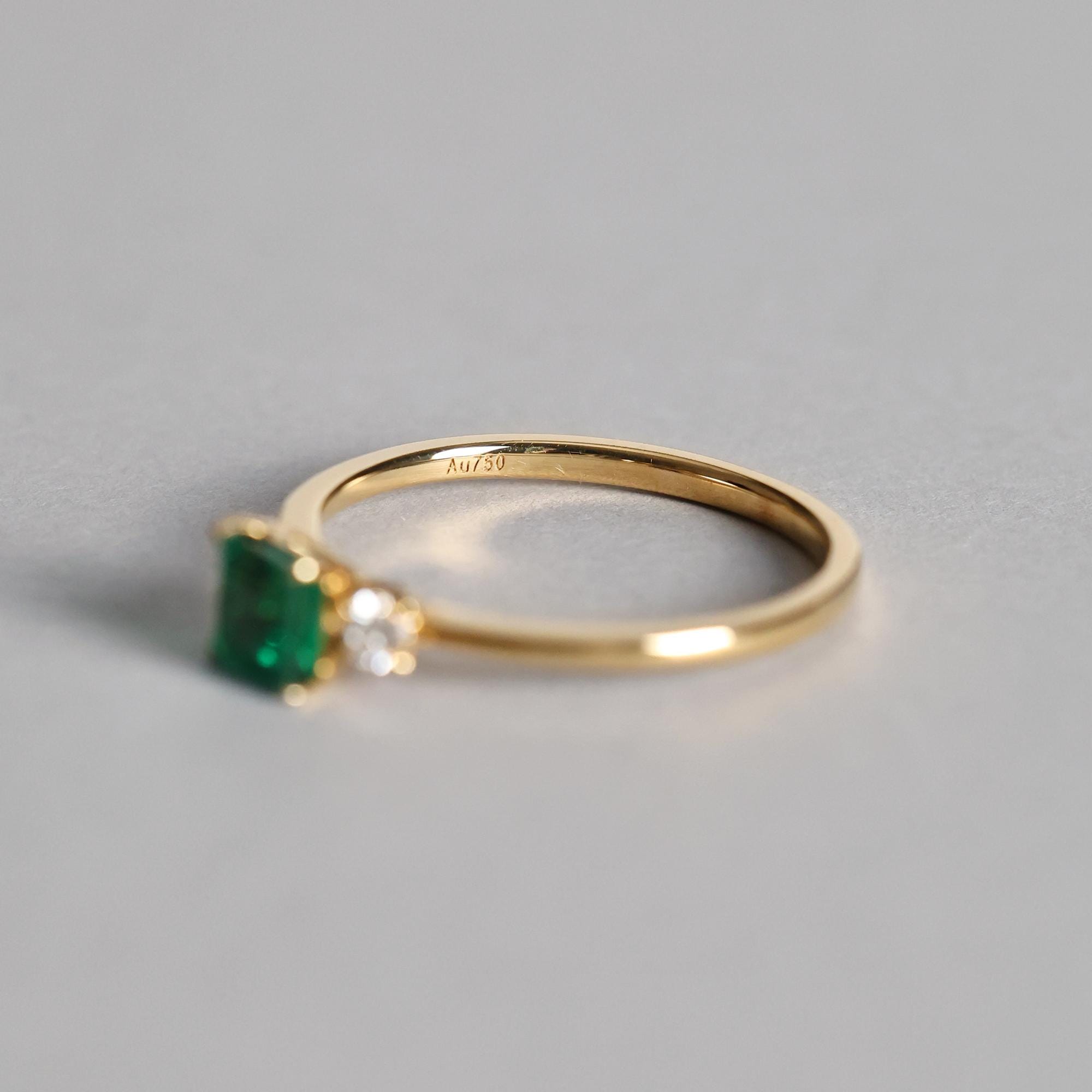 Natural Emerald Ring, 18k Solid Gold Ring ,unique Engagement Ring ...