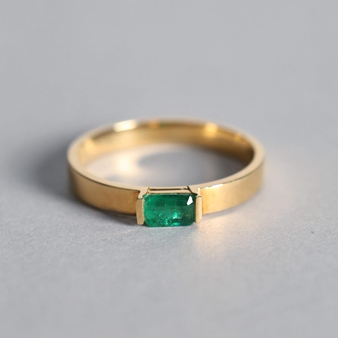 Natural Emerald Ring, 18k Solid Gold Ring ,unique Engagement Ring ...