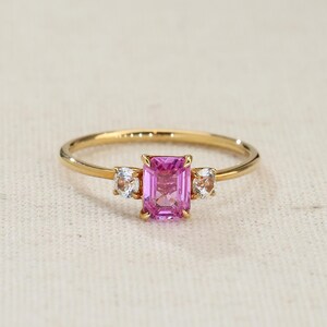 Natural Pink Sapphire Ring,18k Solid Gold Ring,minimalist Engagement ...