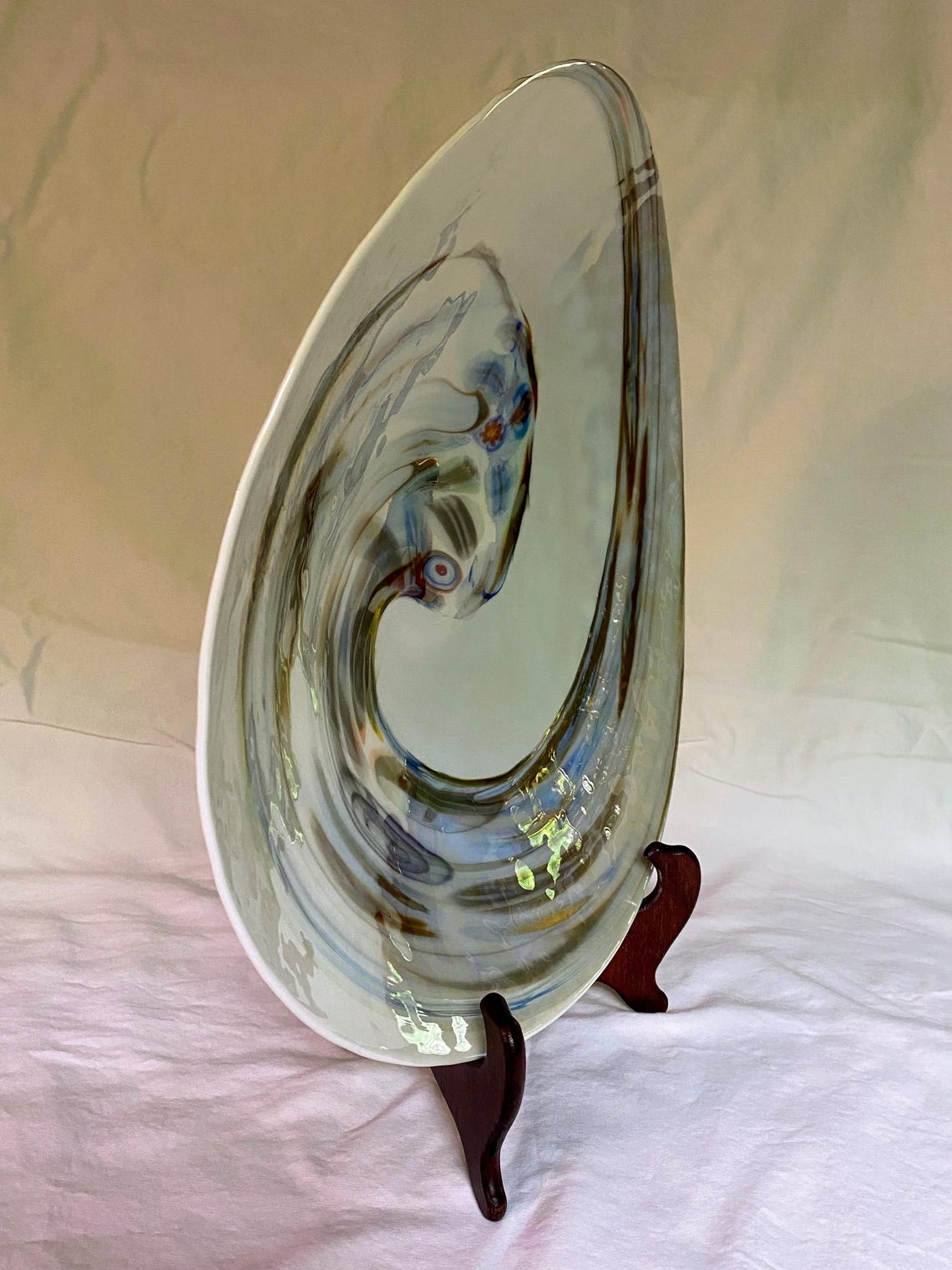 Yalos Casa Murano Glass Large Curved Seashell-shaped Iridescent ...