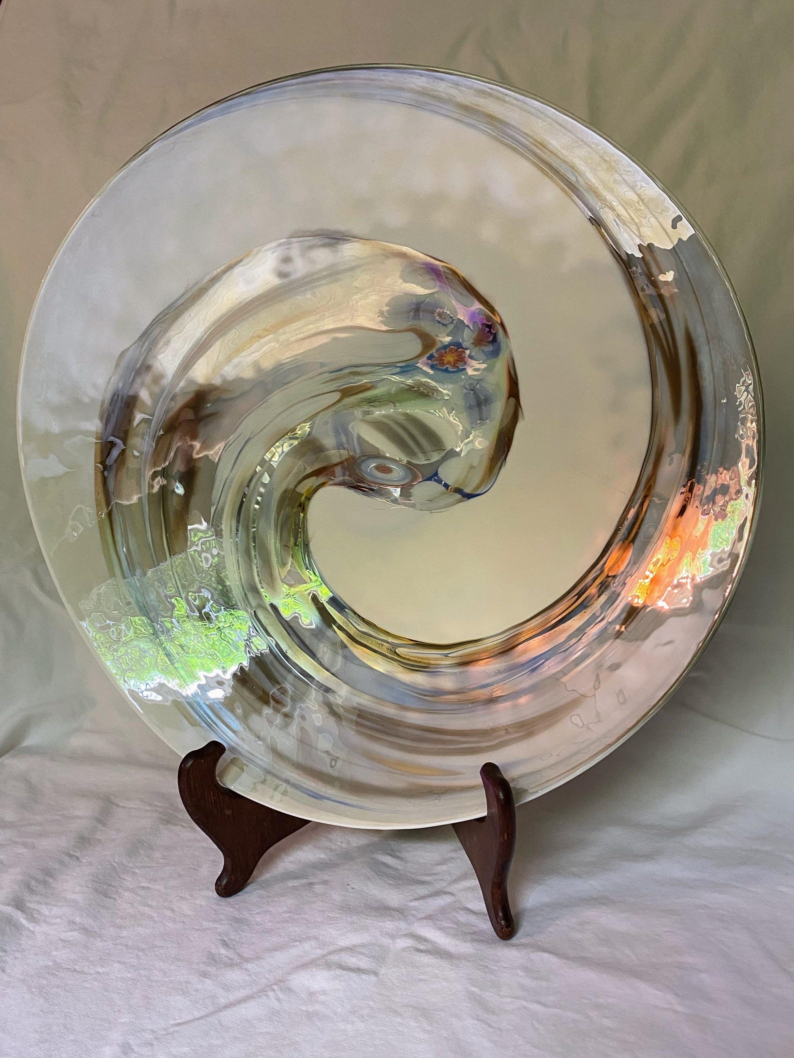 Yalos Casa Murano Glass Large Curved Seashell-shaped Iridescent ...