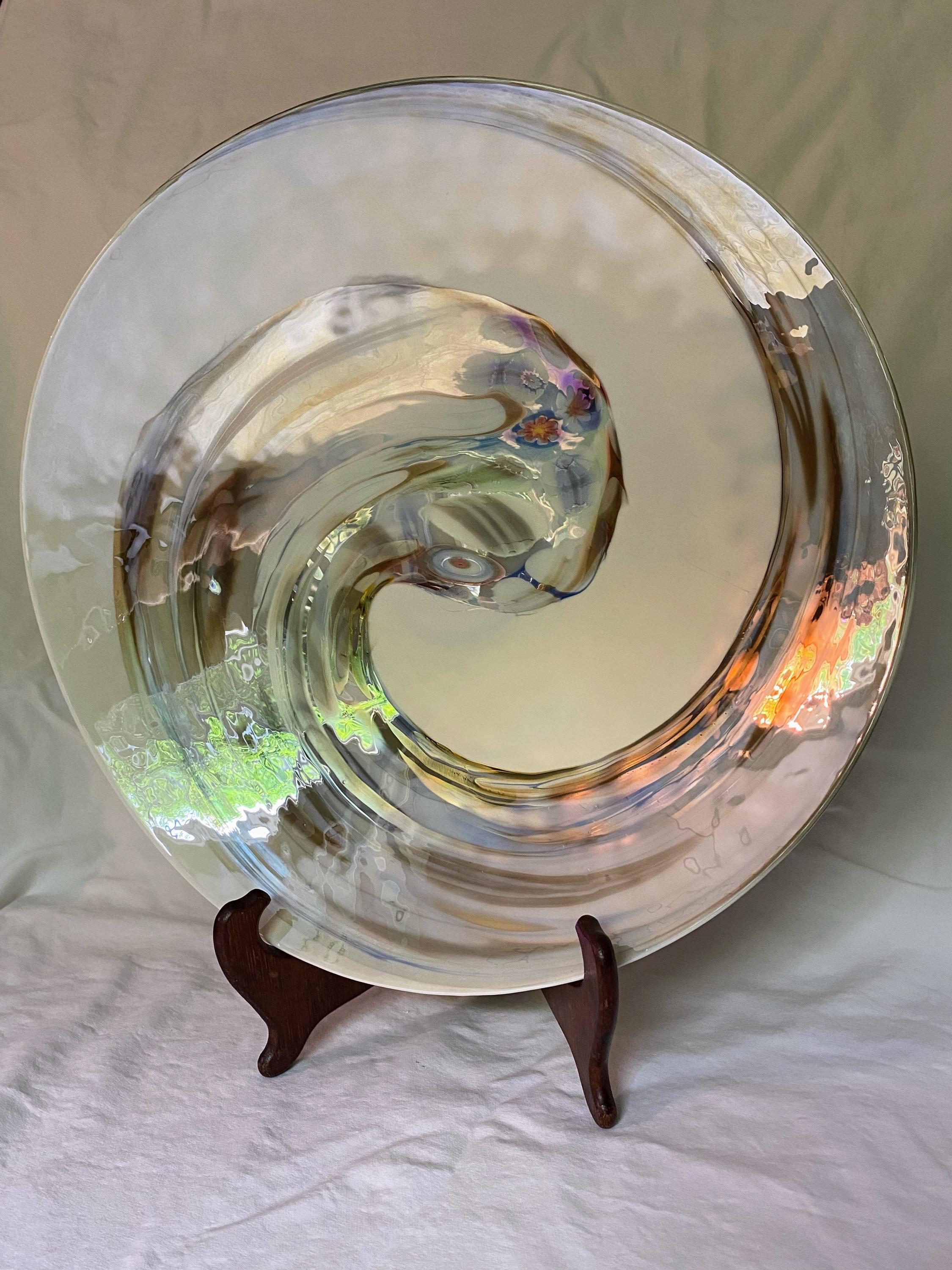 Yalos Casa Murano Glass Large Curved Seashell-shaped Iridescent ...