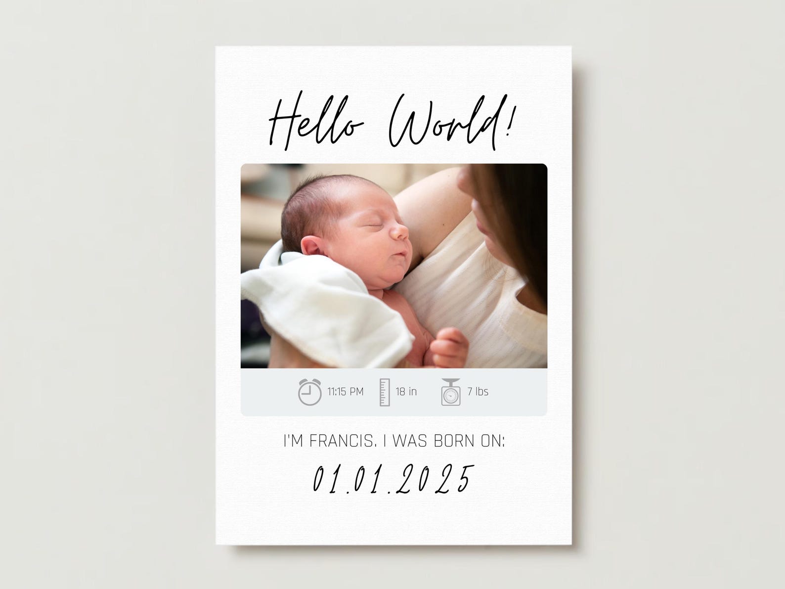 Birth Announcement Template, Canva Template, Baby Birth Card, Birth ...