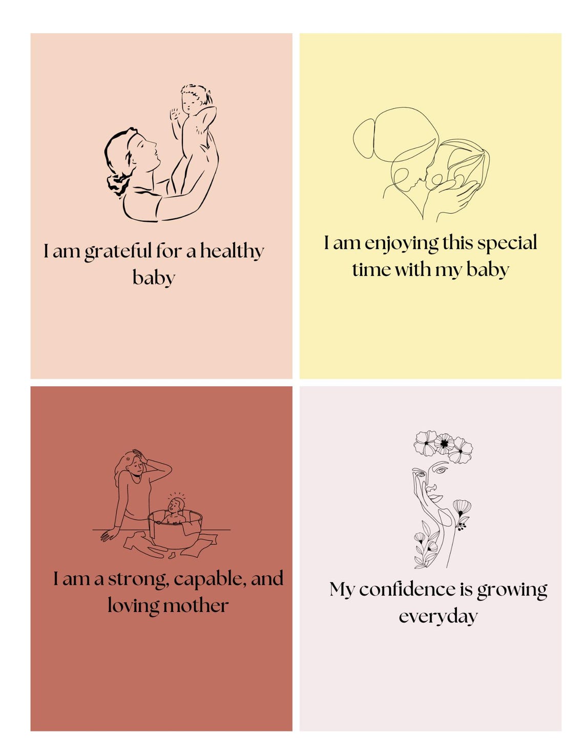 Postpartum Affirmation Printable Cards | New Mom Affirmations | Instant ...
