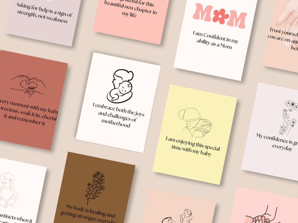 Postpartum Affirmation Printable Cards | New Mom Affirmations | Instant Digital Download ...