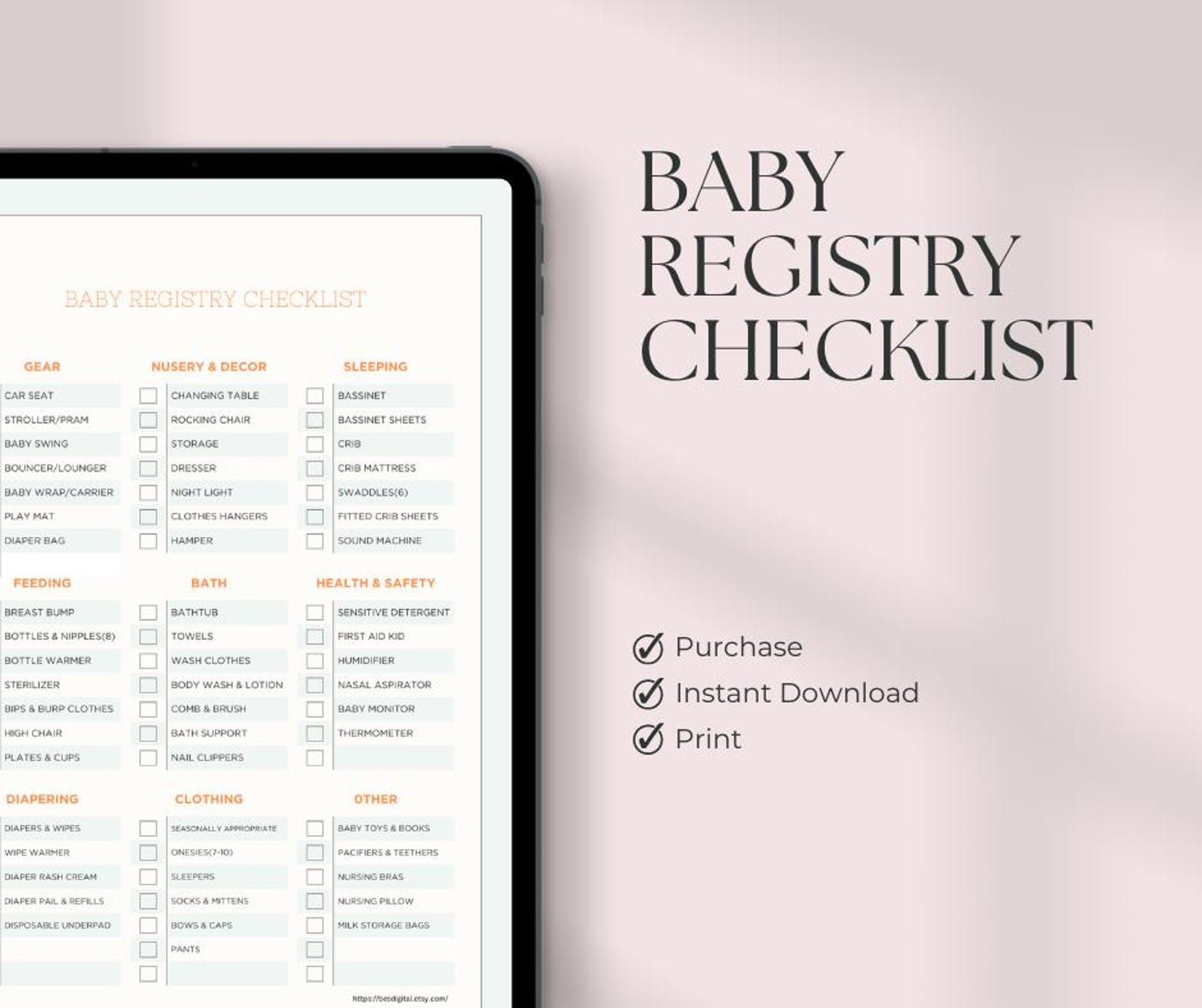 Baby Registry Checklist Printable | Baby Essential List Pdf | Digital ...