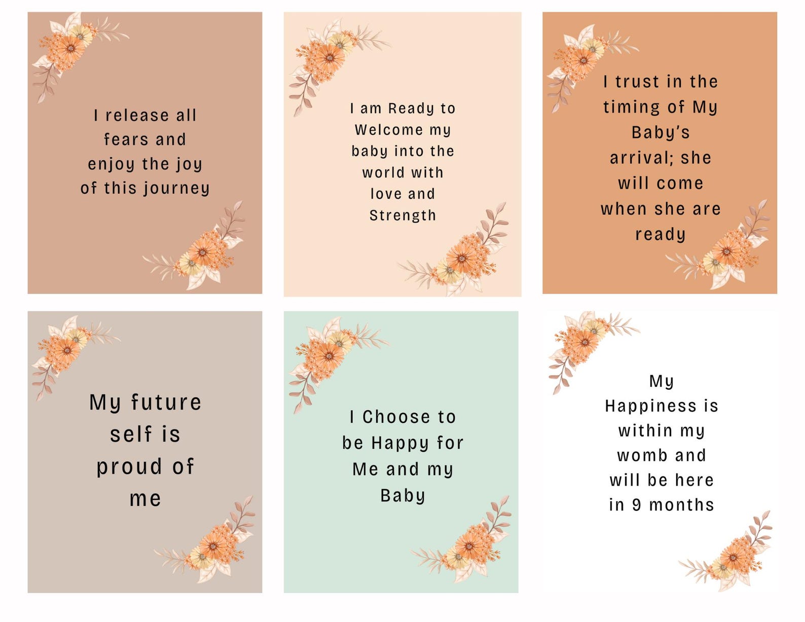 Positive Pregnancy Affirmation Cards | Positive Birth Affirmation Cards ...