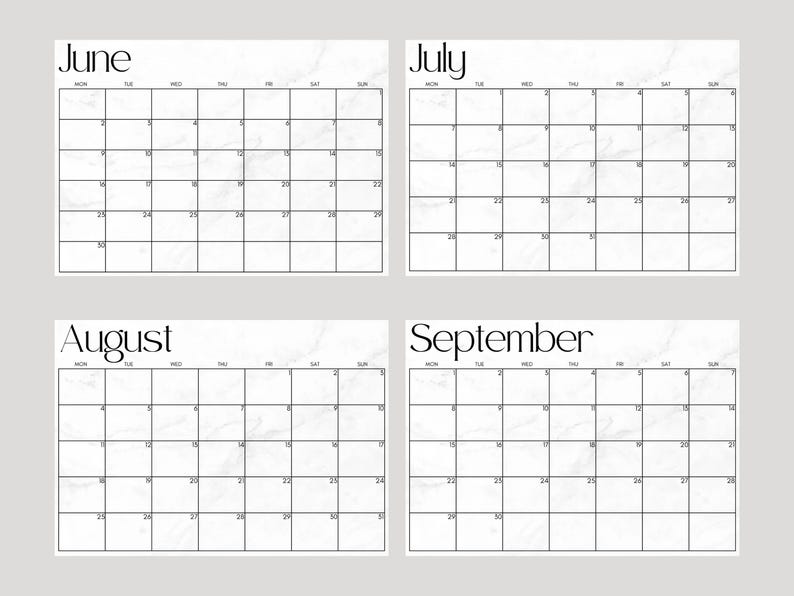 Printable Calendar 2025-2026 Monthly Planner Landscape Minimalist A3 A4 ...