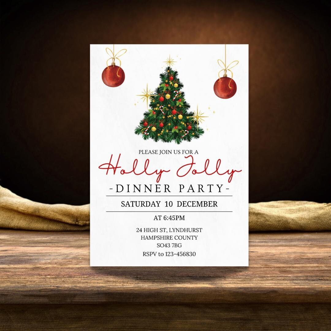 Christmas Dinner Party Invitation Template Printable Digital ...