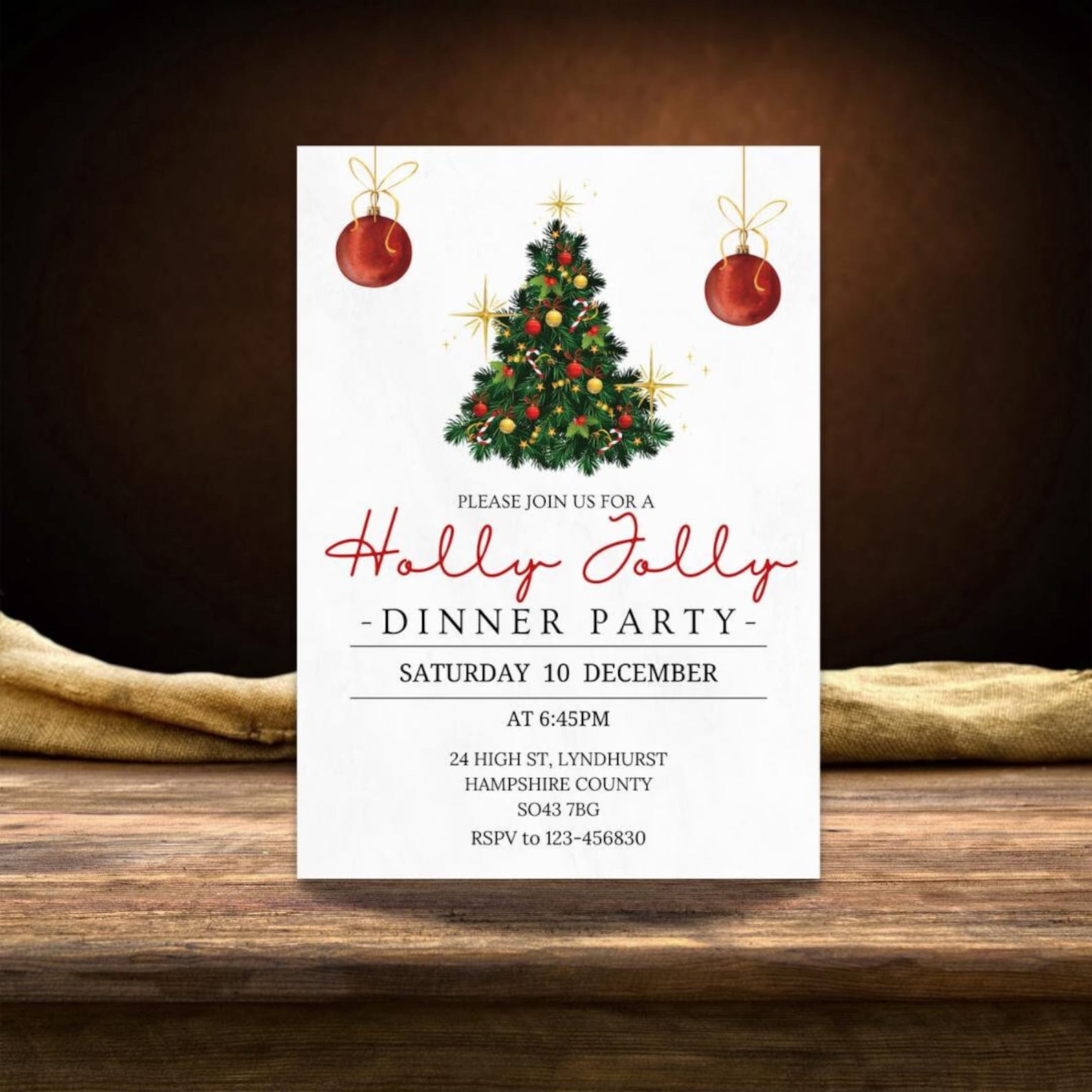 Christmas Dinner Party Invitation Template Printable Digital ...