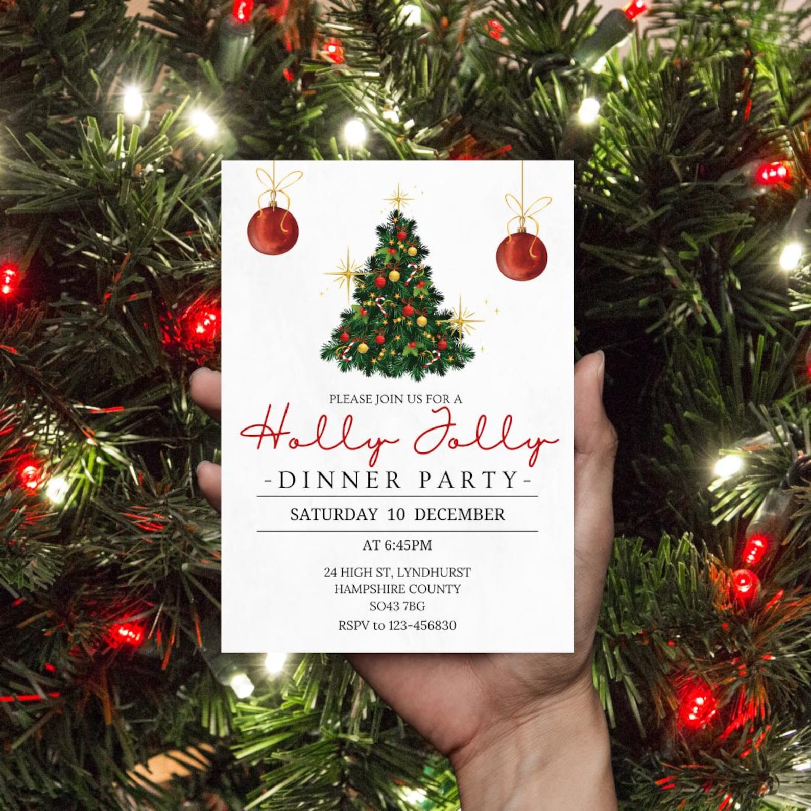 Christmas Dinner Party Invitation Template Printable Digital ...