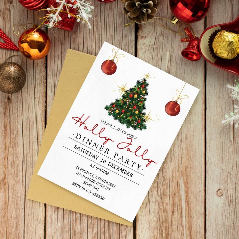 Christmas Dinner Party Invitation Template Printable Digital ...