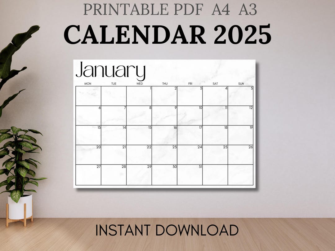 Printable Calendar 2025-2026 Monthly Planner Landscape Minimalist A3 A4 ...