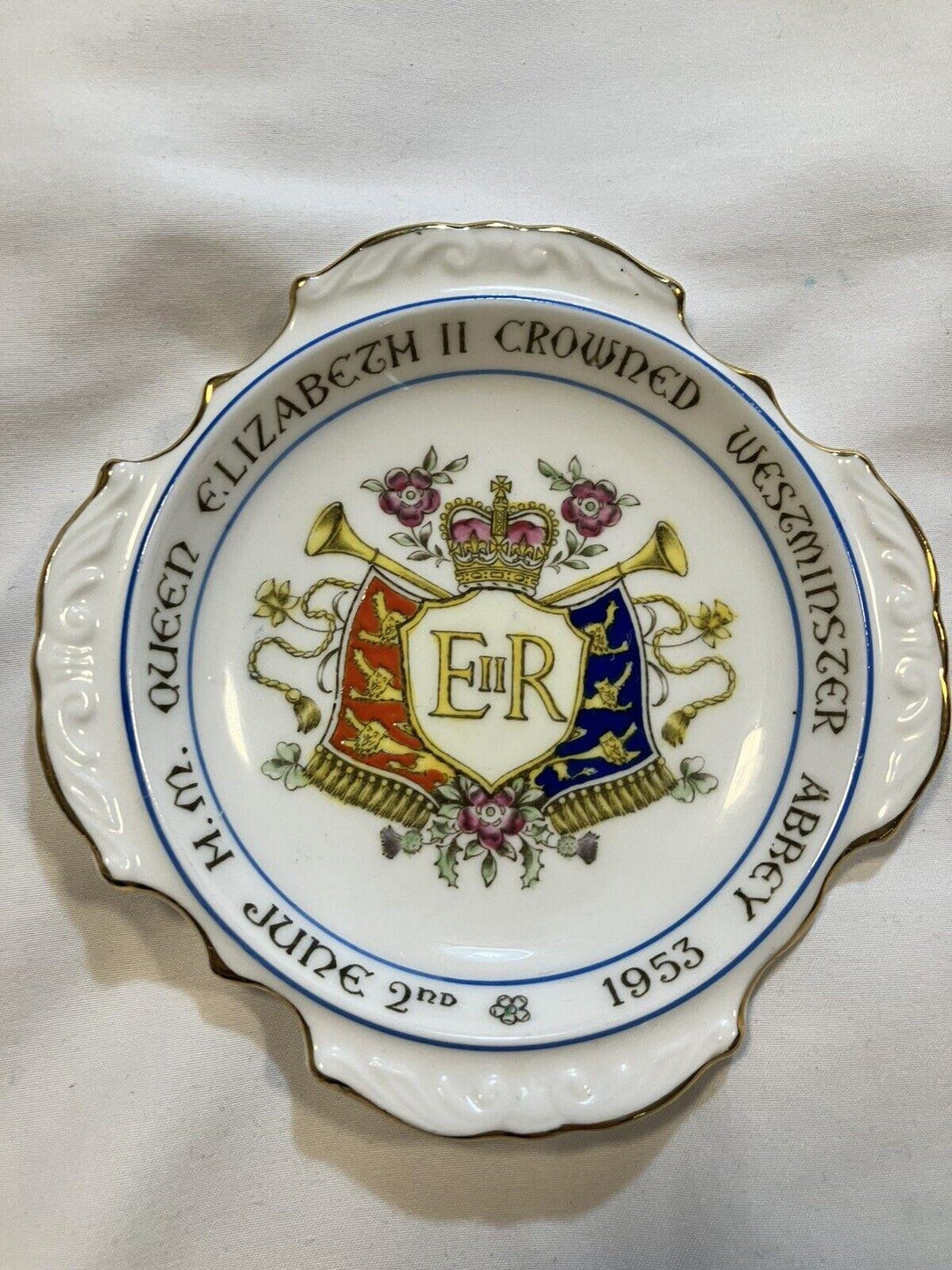 1953 Queen Elizabeth II Paragon Commemorative Coronation Pin Tray Dish ...