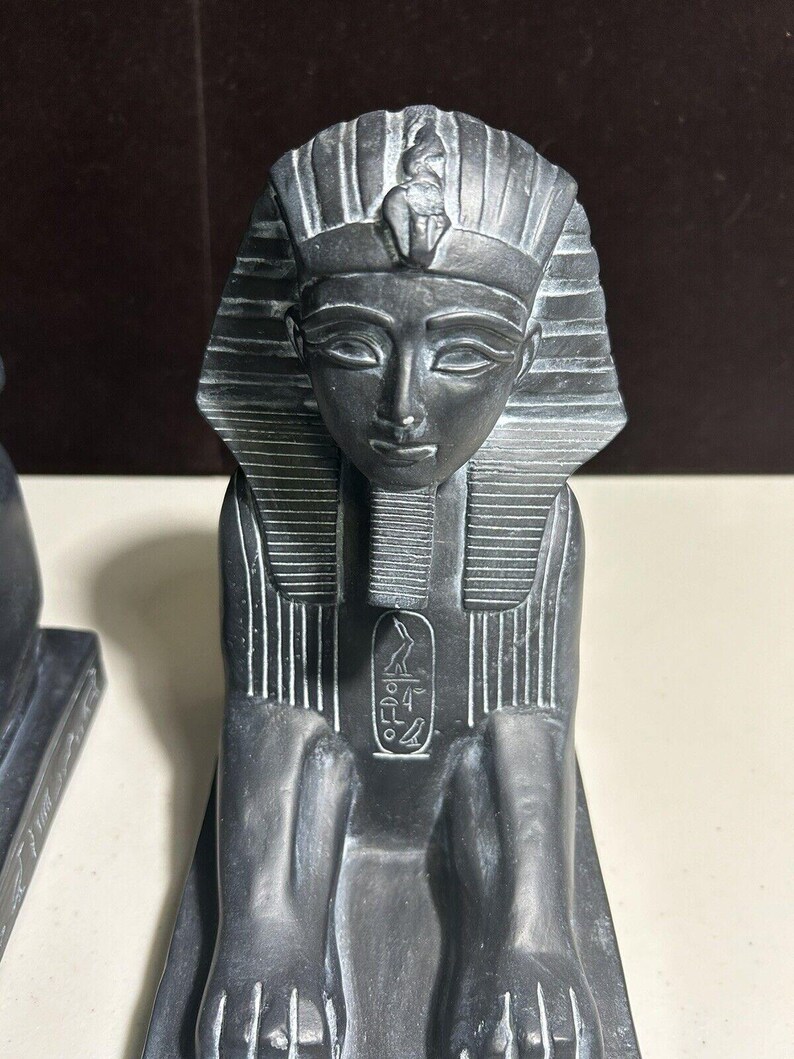 Egyptian Sphinx Art Deco 90s Pharaoh Heavy Library Bookends - RARE ...