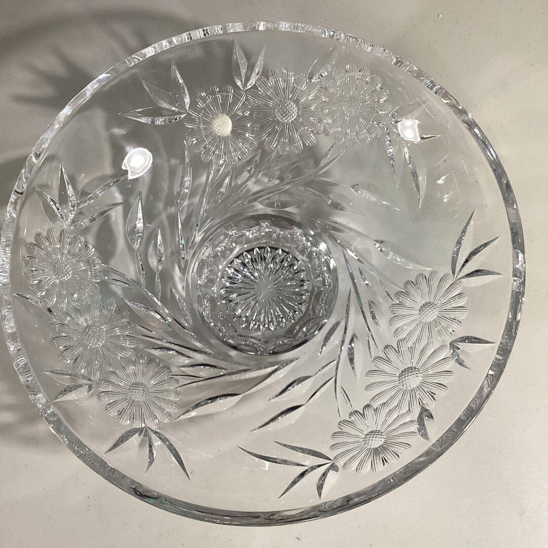 Large Shannon Cut Vintage Crystal Centerpiece Bowl Footed 13" X 5 ...