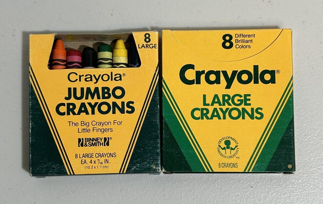 Vintage 80s Crayola 8 Pack Jumbo Crayons Box, Binney & Smith - Lot of 2 ...