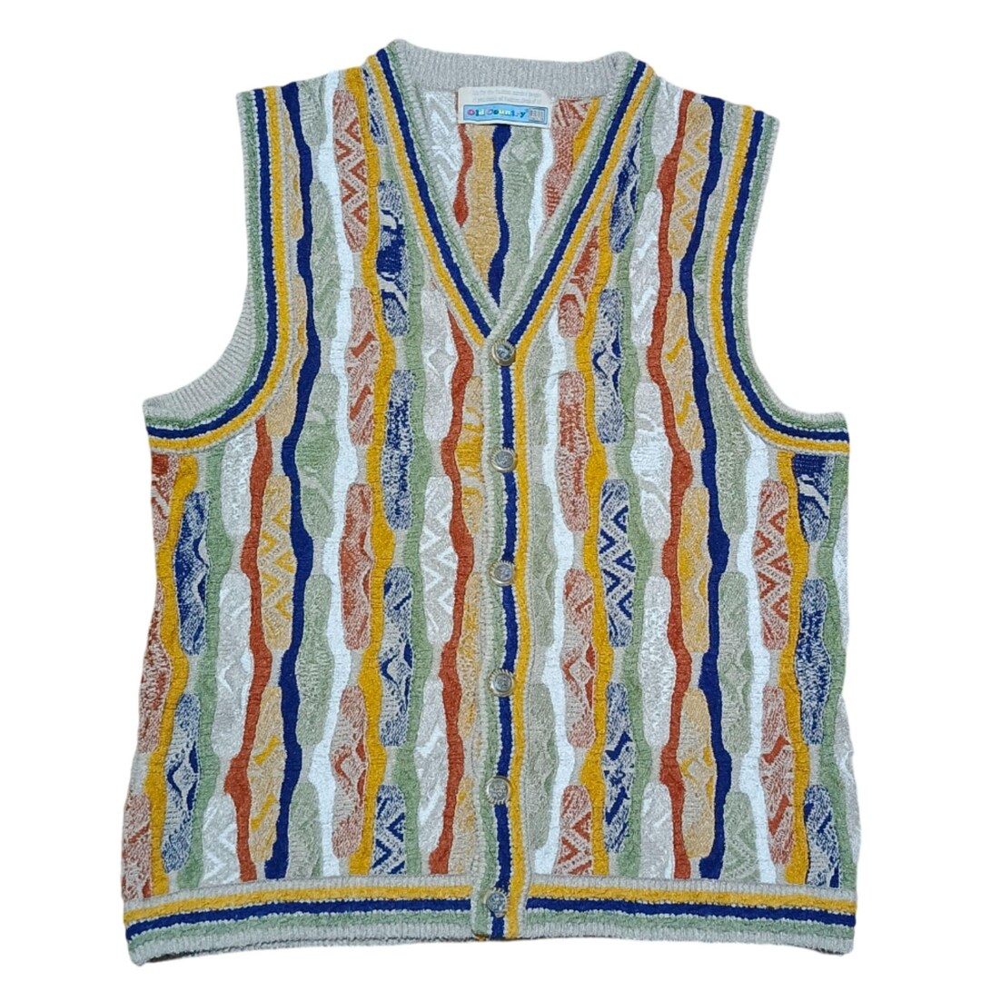 Vintage 90s Old Country Coogi Style Cardigan Sweater Multicolour 3D ...