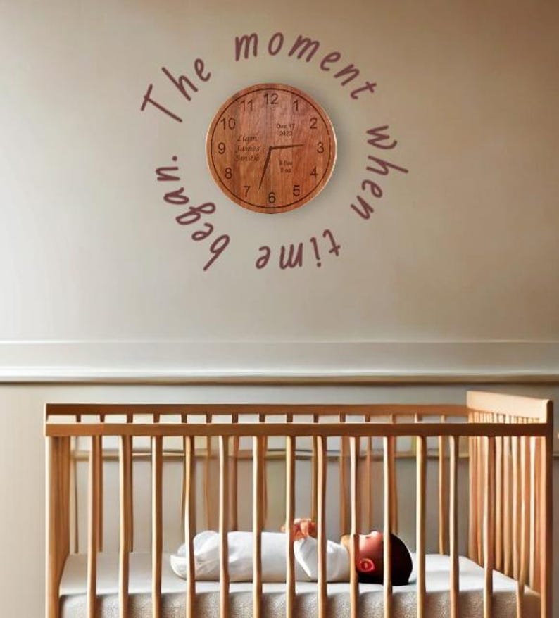 Engraved Birth Clock - Baby Shower Gift, Newborn Gift, Wood Wall Clock ...